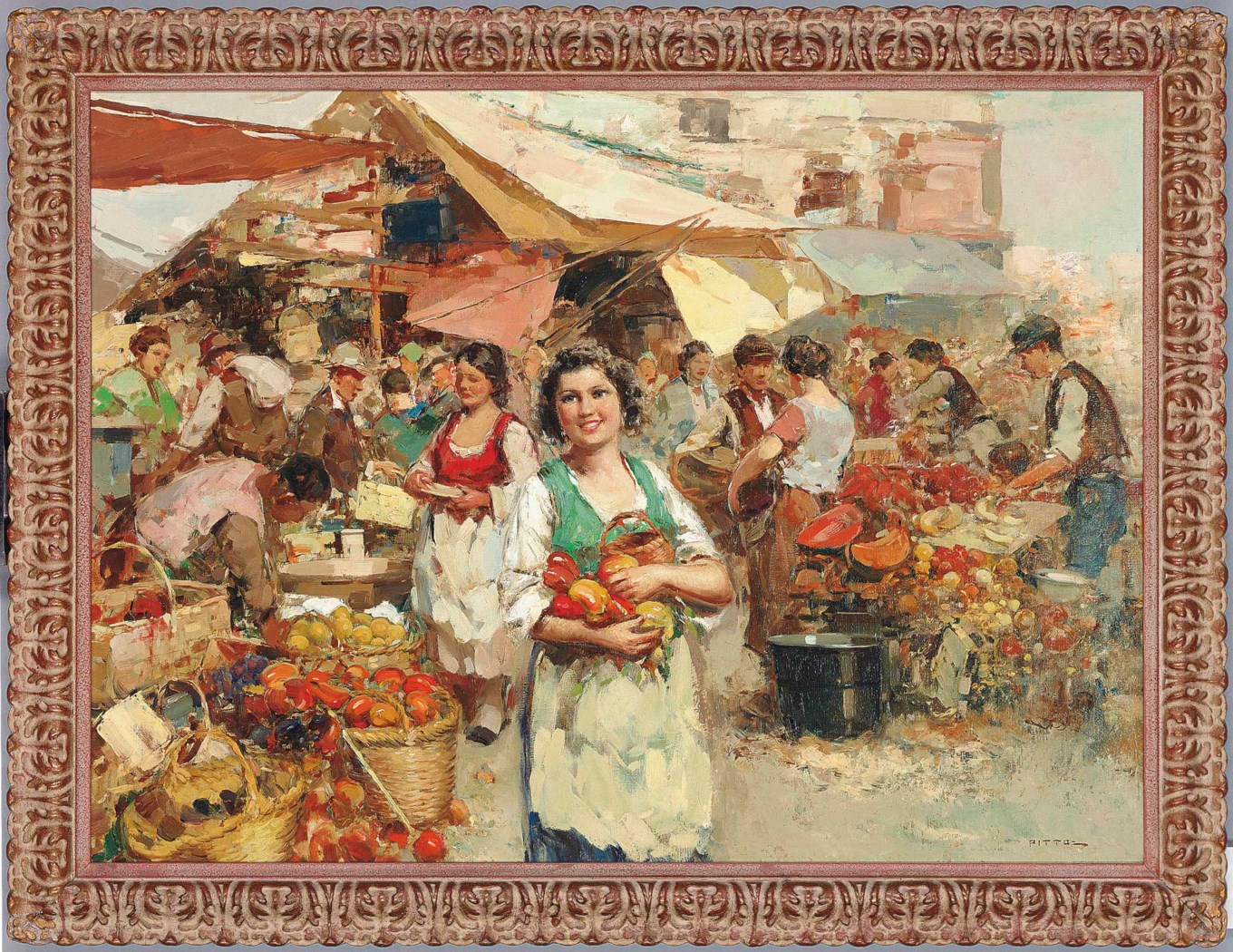Giuseppe Pitto (Italian, 1857-1928) , An Italian market scene | Christie's