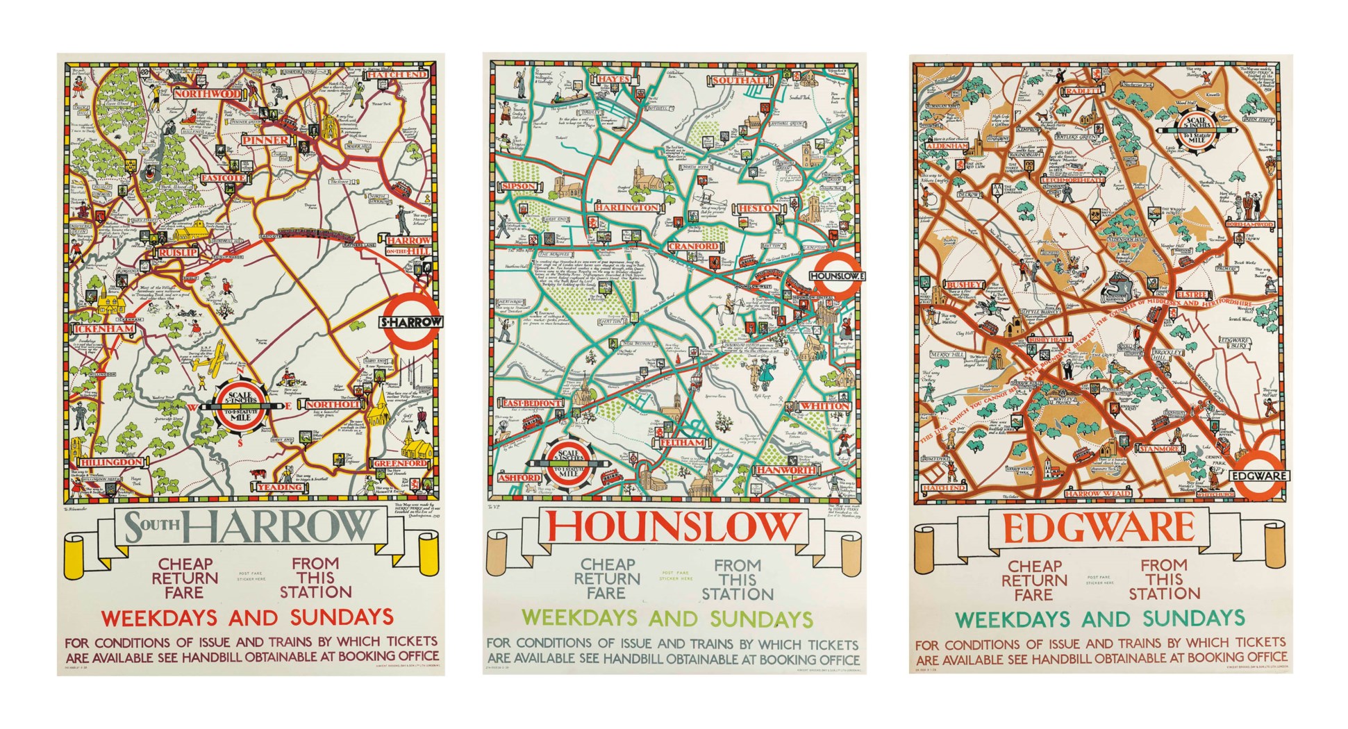 Herry Perry (Heather Perry, 1893-1962) , 'SOUTH HARROW', 'HOUNSLOW ...