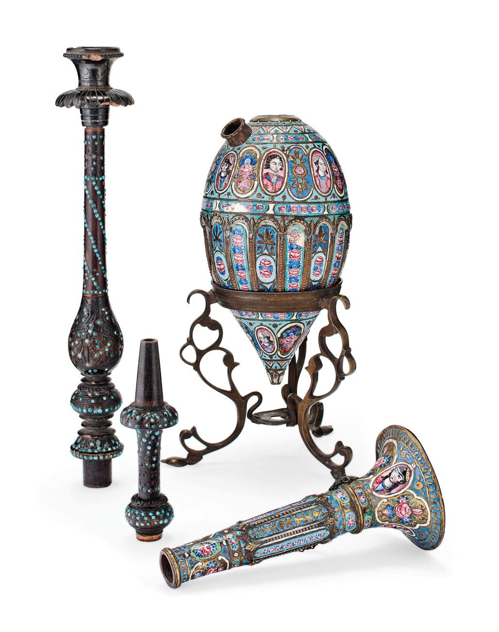 A QAJAR ENAMELLED HUQQA , IRAN, 19TH CENTURY | Christie's