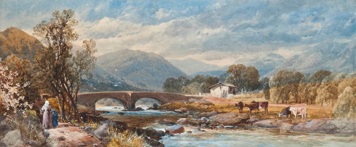 James Burrell Smith (1822-1897) , A mother and child on the banks of a ...