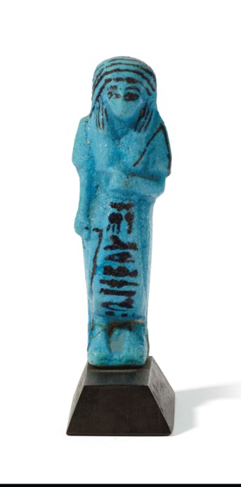 AN EGYPTIAN BRIGHT BLUE FAIENCE OVERSEER SHABTI FOR GAUT-SESHEN