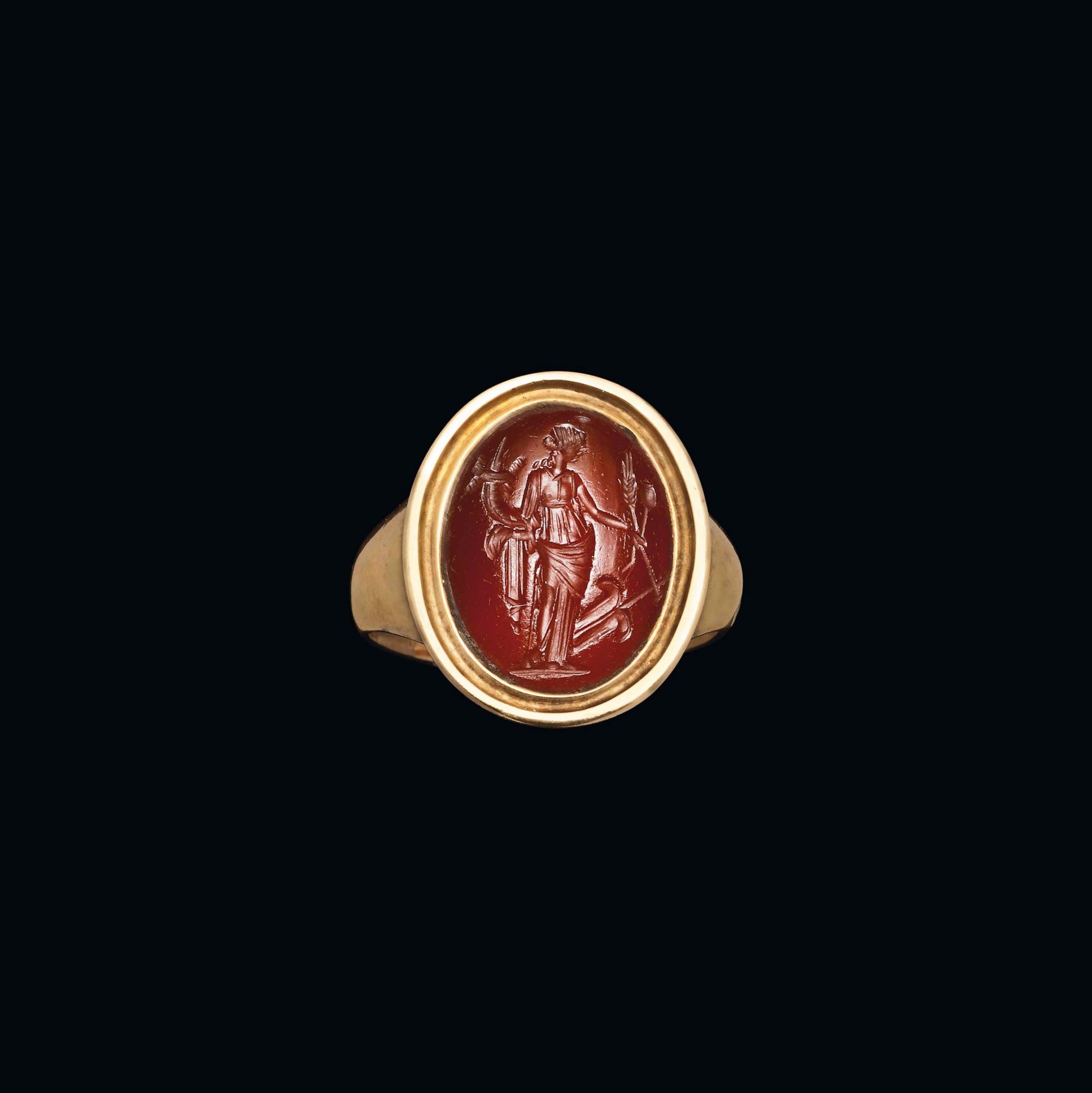 A ROMAN CARNELIAN INTAGLIO RINGSTONE
