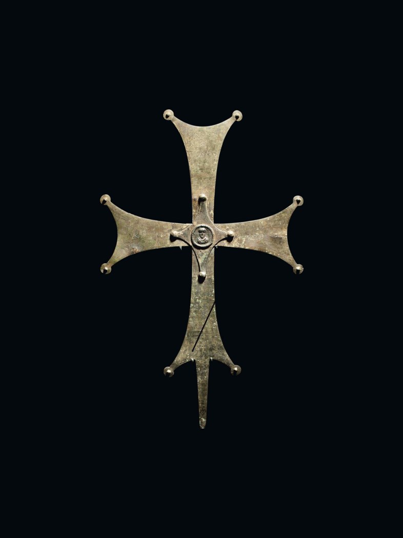 A BYZANTINE BRONZE PROCESSIONAL CROSS , CIRCA 8TH-9TH CENTURY A.D ...