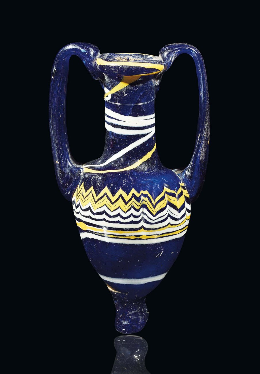 A GREEK GLASS CORE-FORMED AMPHORISKOS , HELLENISTIC PERIOD, CIRCA 3RD ...