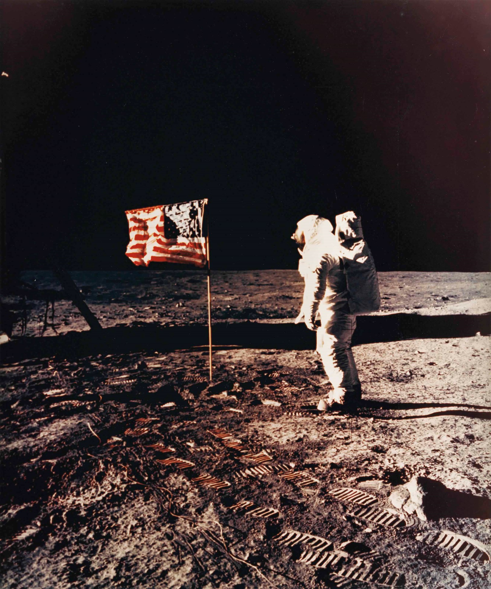 NEIL ARMSTRONG (1930-2012) for NASA , Buzz Aldrin standing beside the U ...