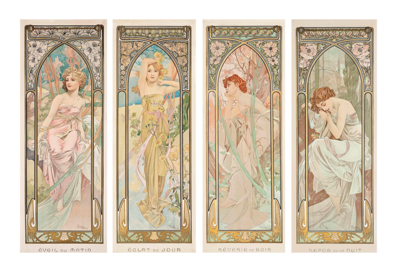Alphonse Mucha (1860-1939) , THE TIMES OF THE DAY LES HEURES DU JOUR ...