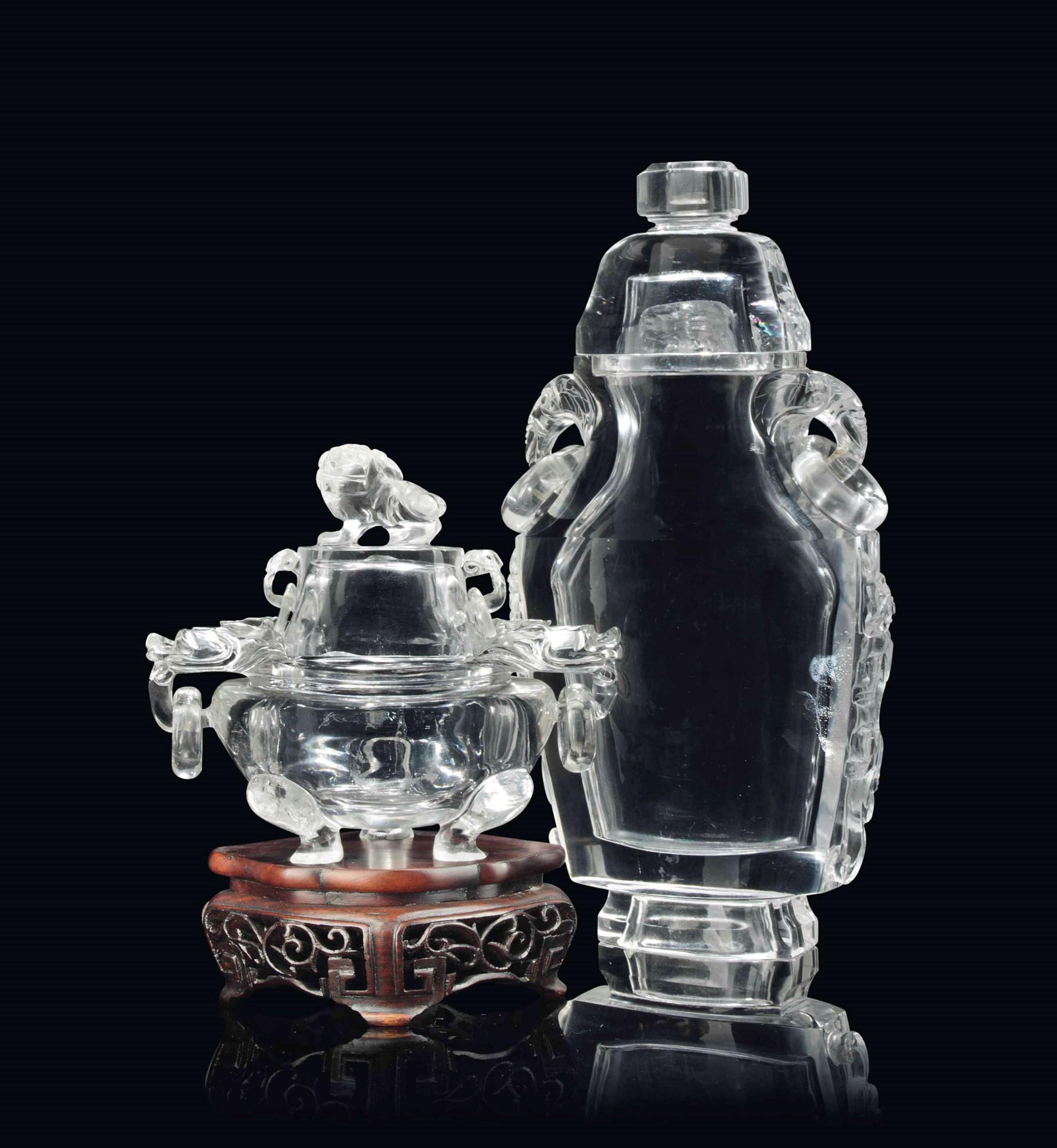 TWO CHINESE ROCK CRYSTAL VESSELS AND COVERS , 19TH OR 20TH CENTURY ...