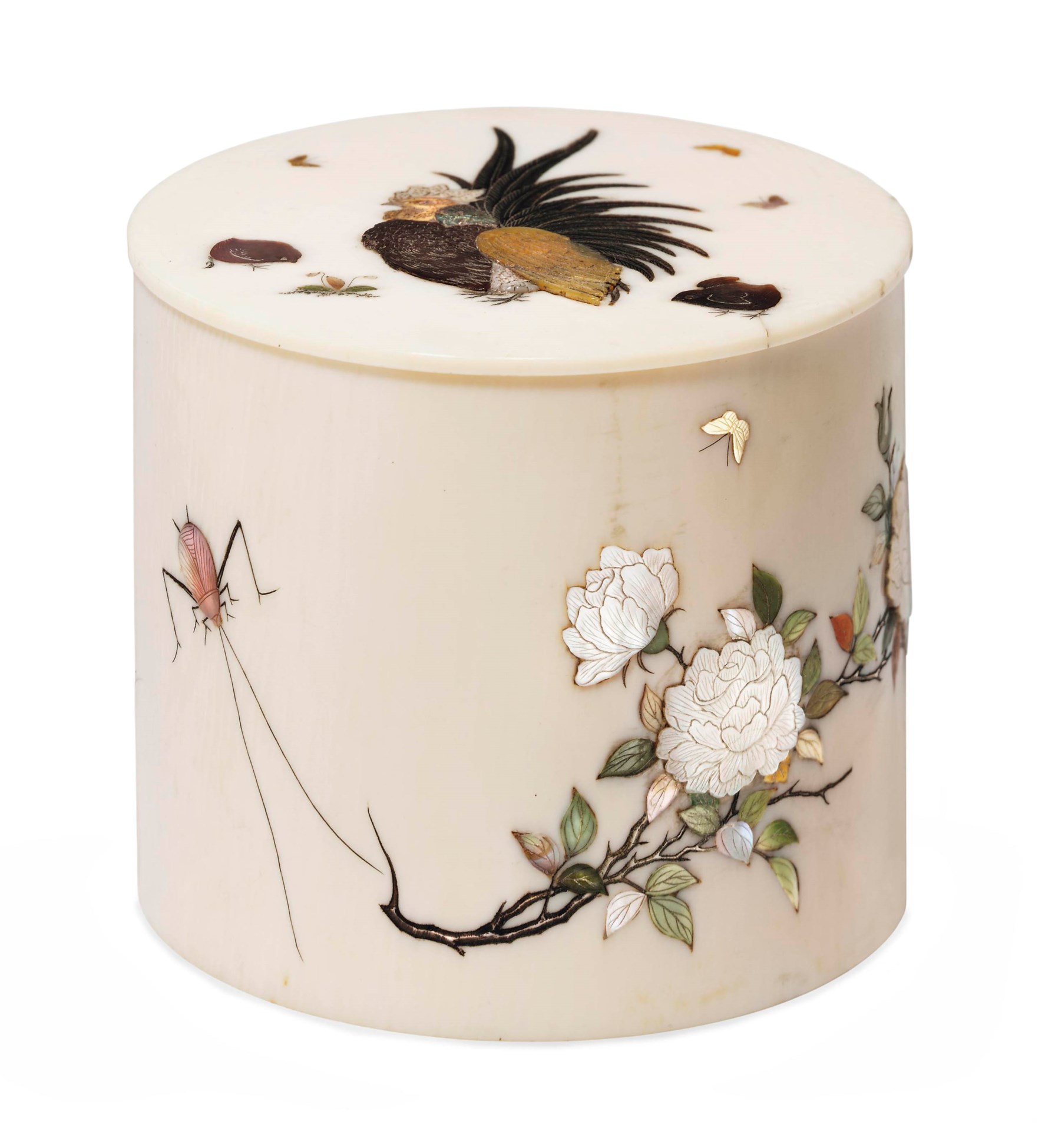 A Shibayama Inlaid Ivory Box and Cover , SIGNED SHIBAYAMA, MEIJI PERIOD ...