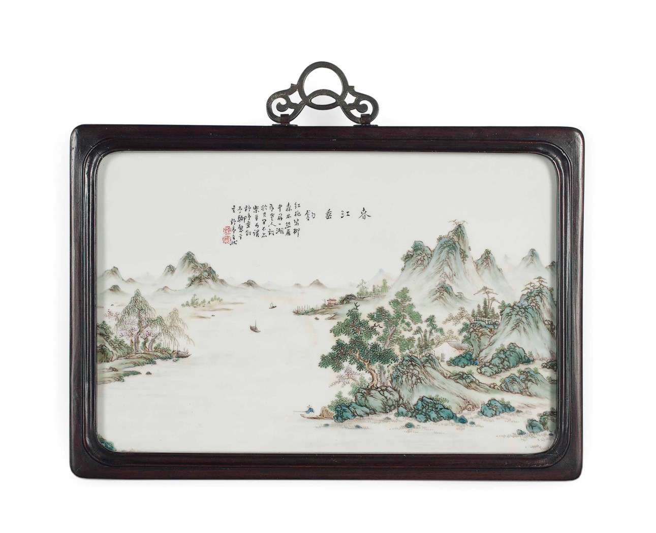 A FAMILLE ROSE PANEL, CHUN JIANG CHUI DIAO , WANG YETING (1884-1942 ...