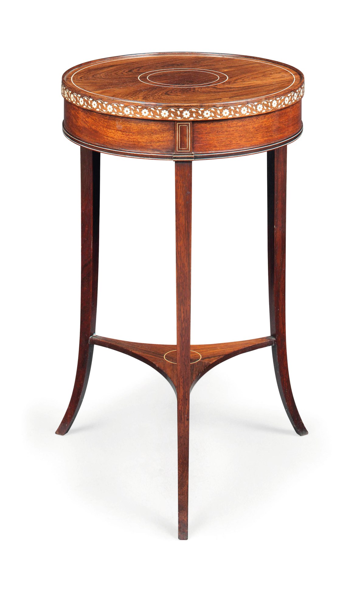 A VICTORIAN ROSEWOOD AND IVORY INLAID OCCASIONAL TABLE , BY COLLINSON ...