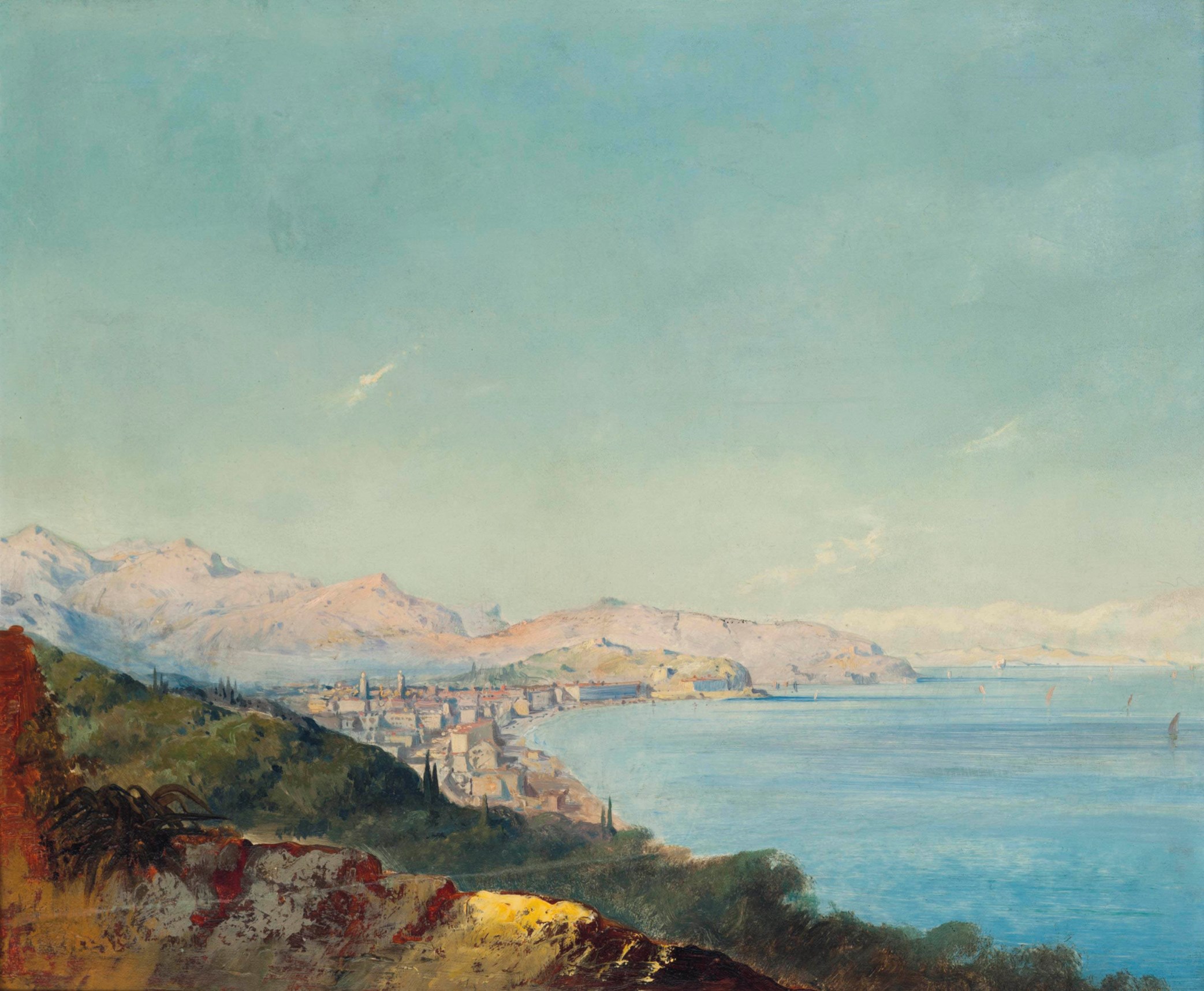 Circle of George Edwards Hering (1805-1879) , A view along a coast ...