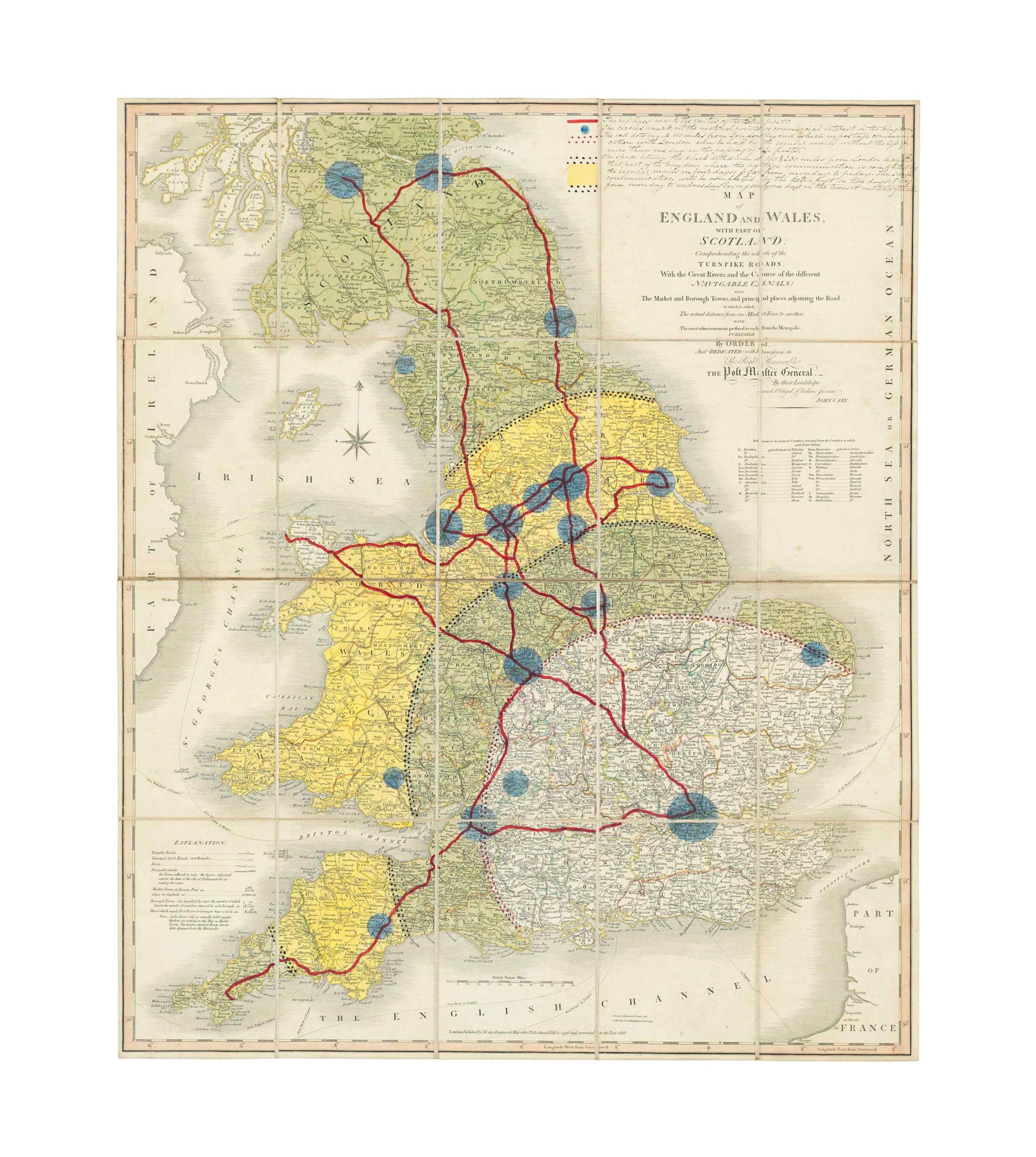 CARY, John. Map of England and Wales, with part of Scotland. London ...