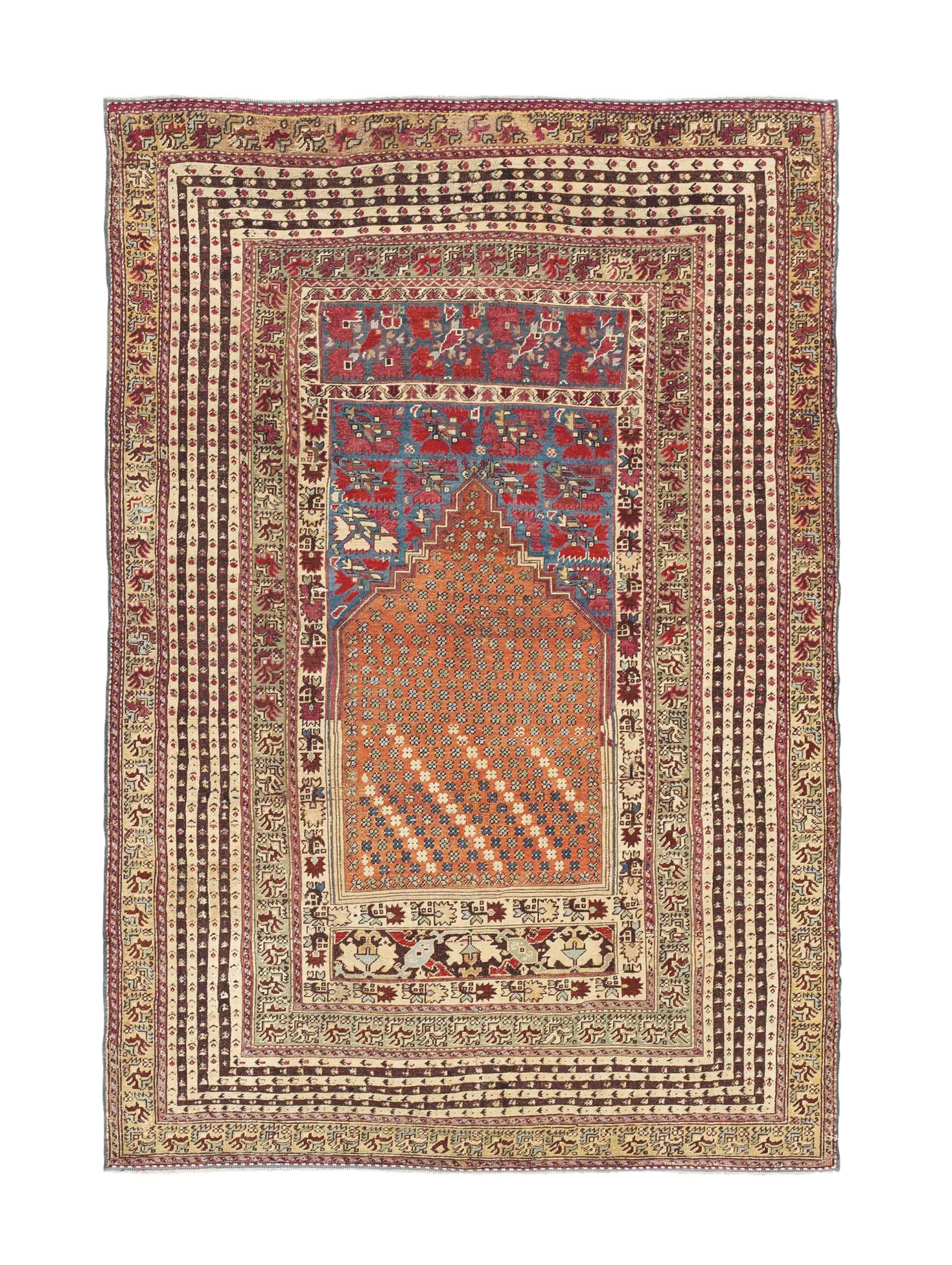 An antique Ghiordes prayer rug