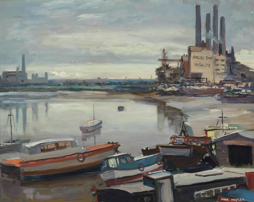 Max Hofler (1892-1963) , Low tide, Chelsea | Christie's