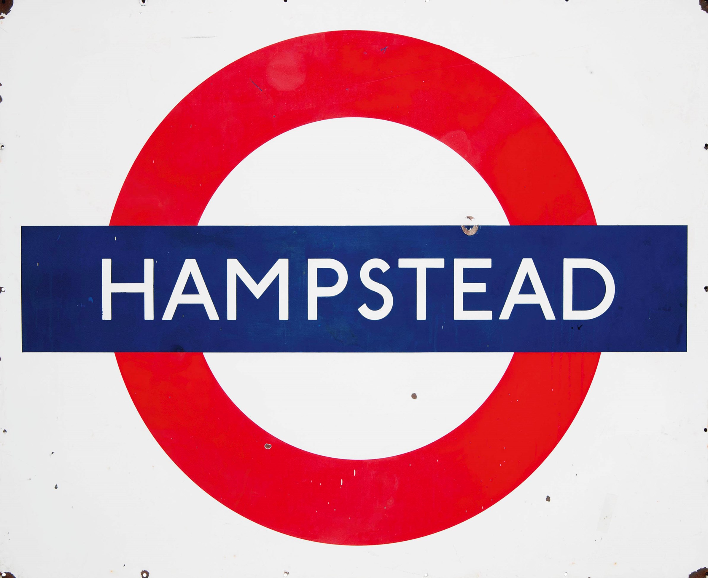A LONDON TRANSPORT ENAMEL UNDERGROUND SIGN FOR HAMPSTEAD , SECOND HALF ...