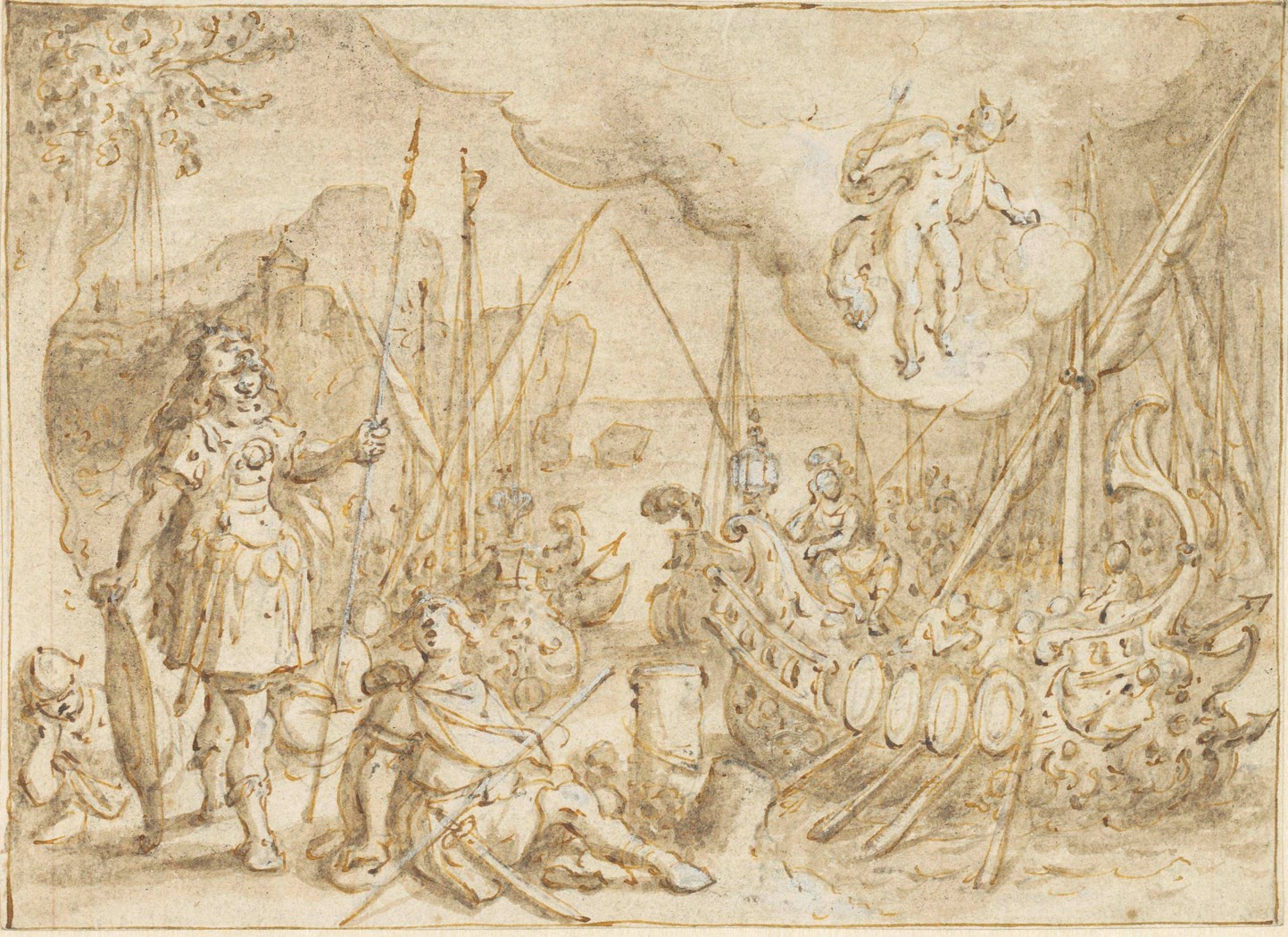 Sebastian Vrancx (Antwerp 1573-1647) , A scene from the Aeneid: Mercury ...