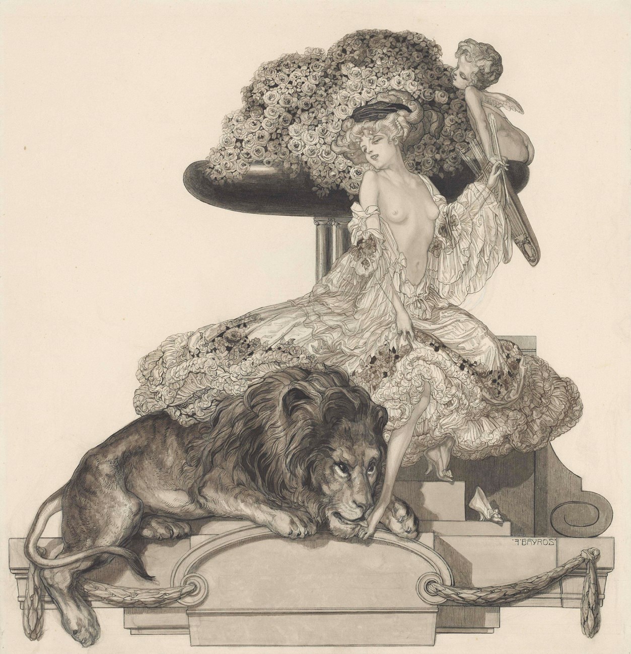 Franz von Bayros (Zagreb 1866-1924 Vienna) , Beauty and the Beast ...