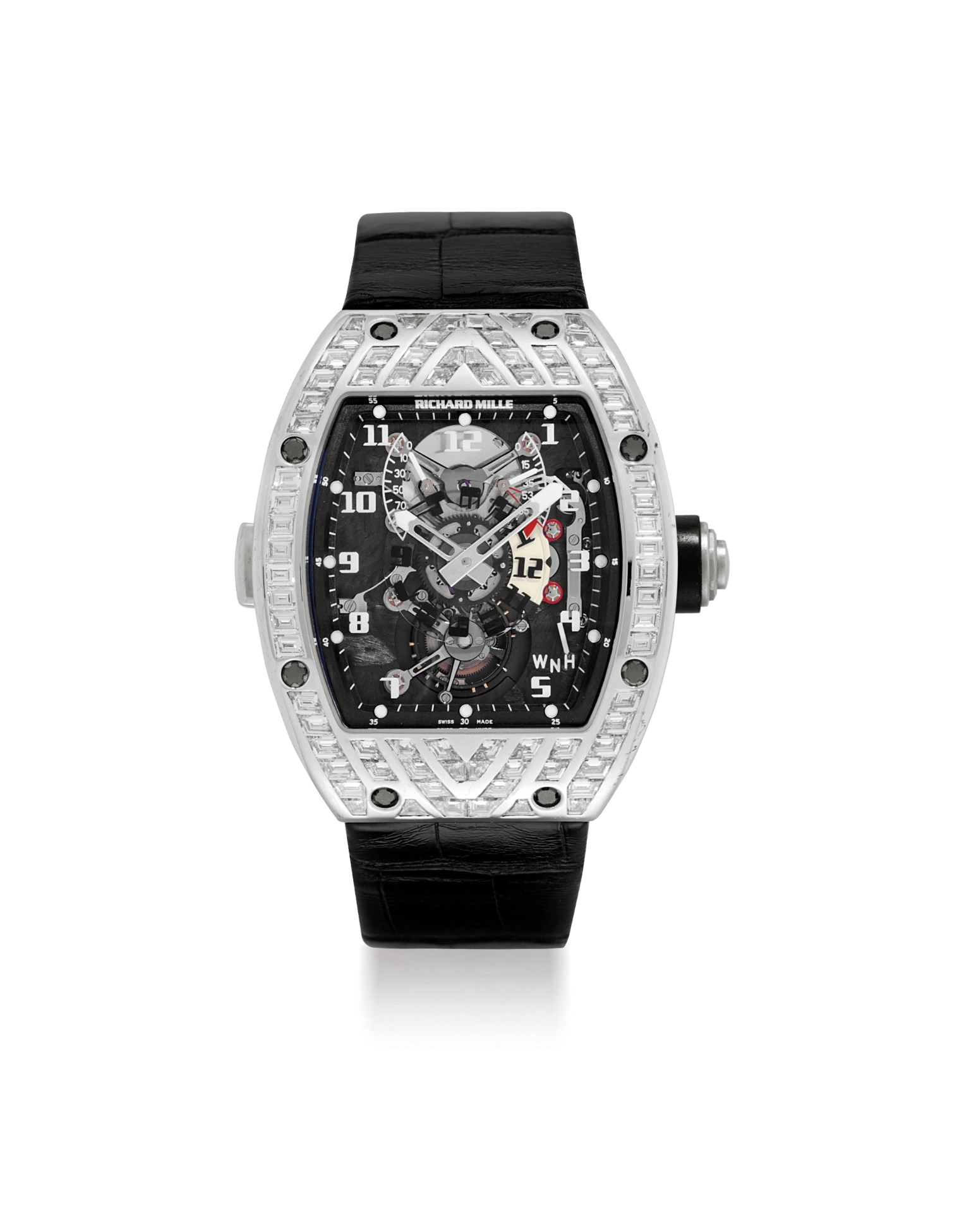 RICHARD MILLE. A VERY IMPRESSIVE AND RARE 18K WHITE GOLD AND DIAMOND ...