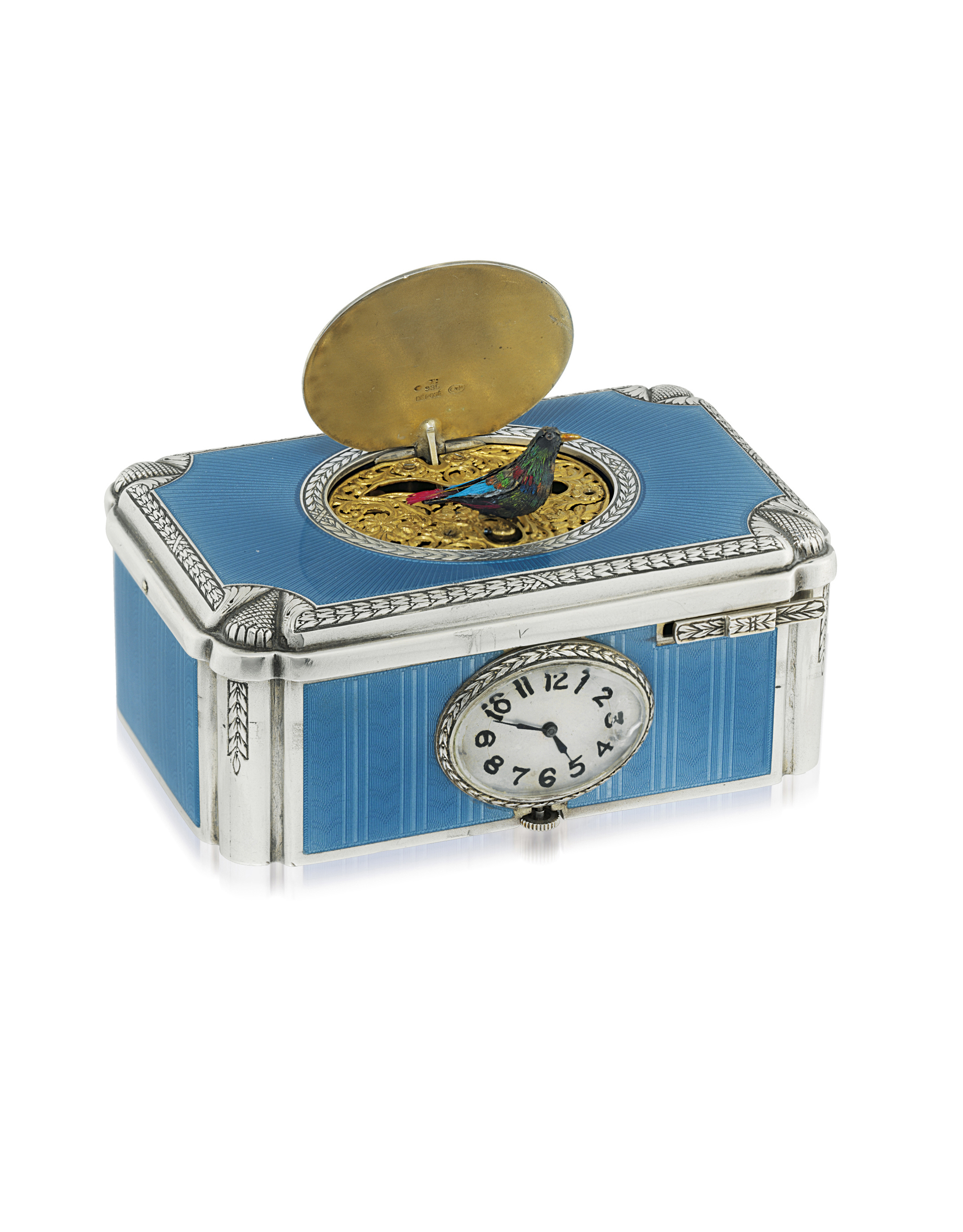 SWISS. A FINE AND RARE SILVER GILT AND ENAMEL SINGING BIRD BOX, CIRCA ...
