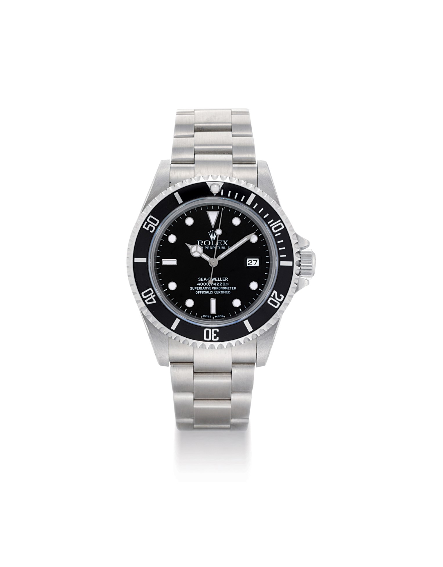 ROLEX. A STAINLESS STEEL AUTOMATIC WRISTWATCH WITH SWEEP CENTRE SECONDS ...