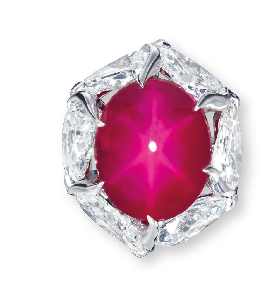 A MAGNIFICENT STAR RUBY AND DIAMOND RING, BY ETCETERA