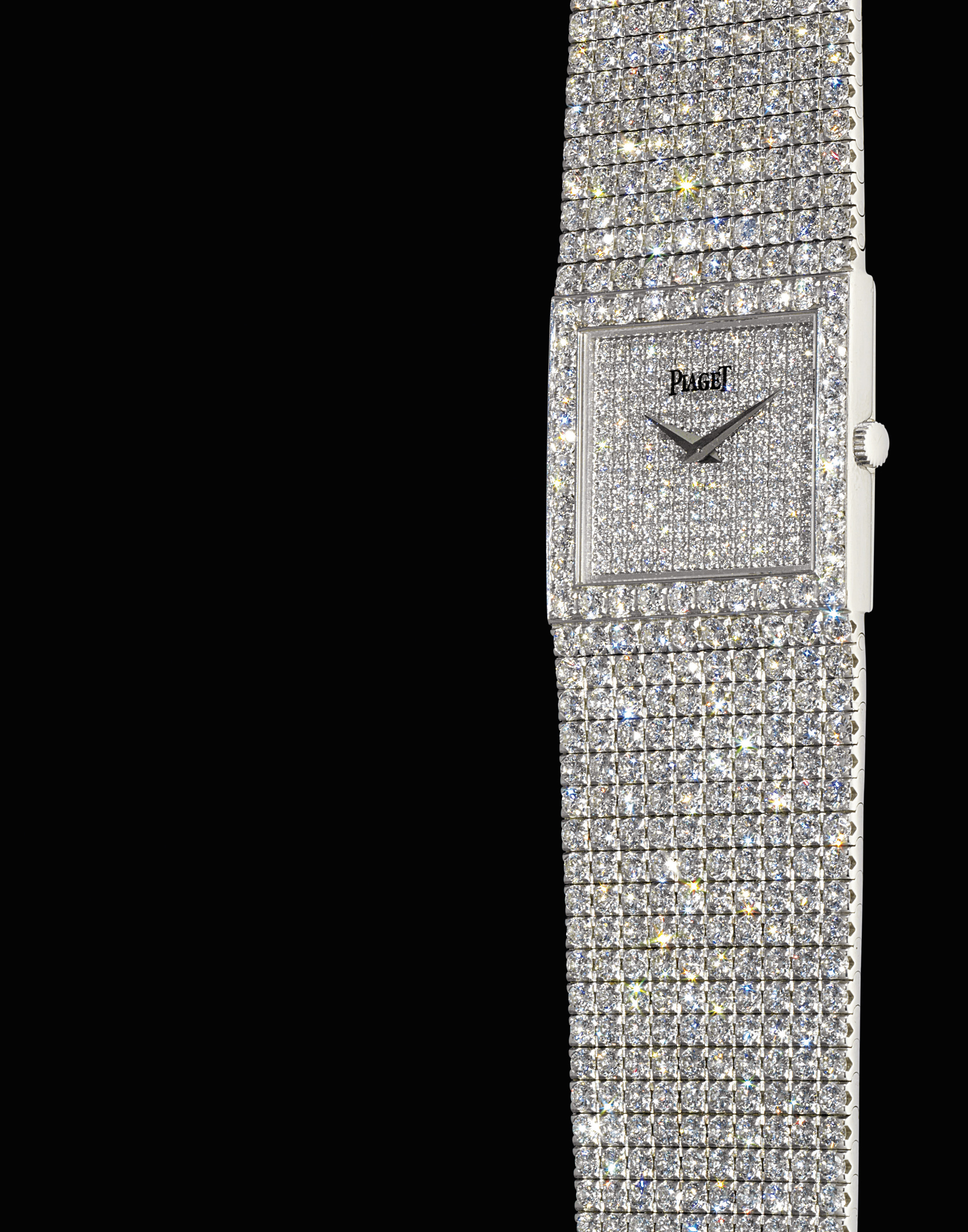 PIAGET. A FINE 18K WHITE GOLD AND DIAMOND-SET SQUARE BRACELET WATCH