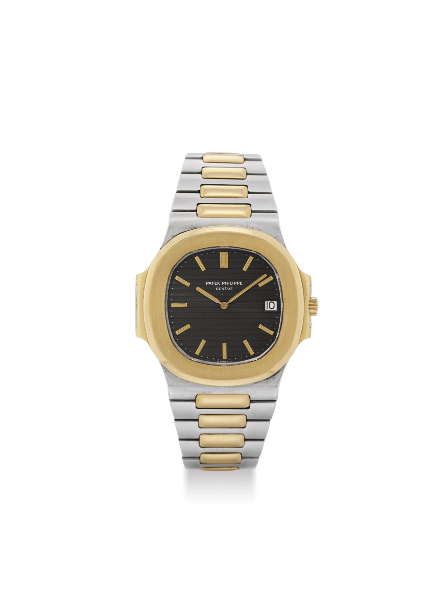 PATEK PHILIPPE. A FINE AND LARGE STAINLESS STEEL AND GOLD AUTOMATIC ...