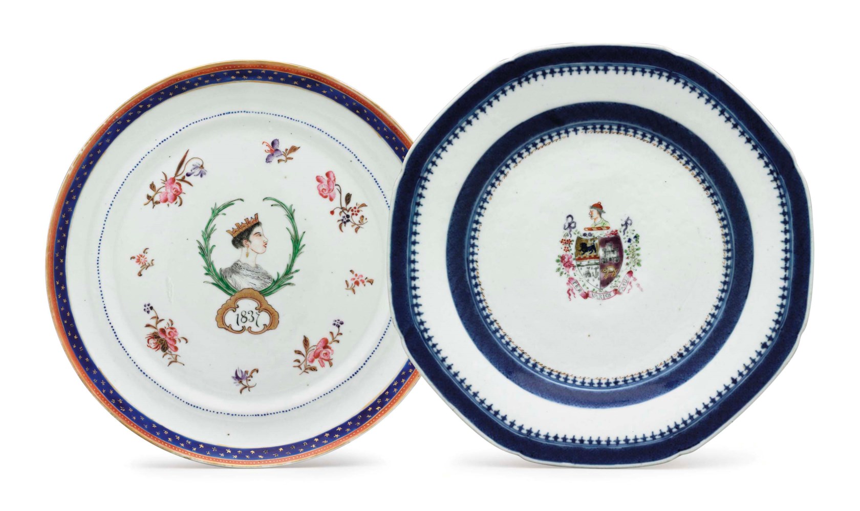 A RARE QUEEN VICTORIA COMMEMORATIVE PLATE AND AN ENGLISH MARKET ...