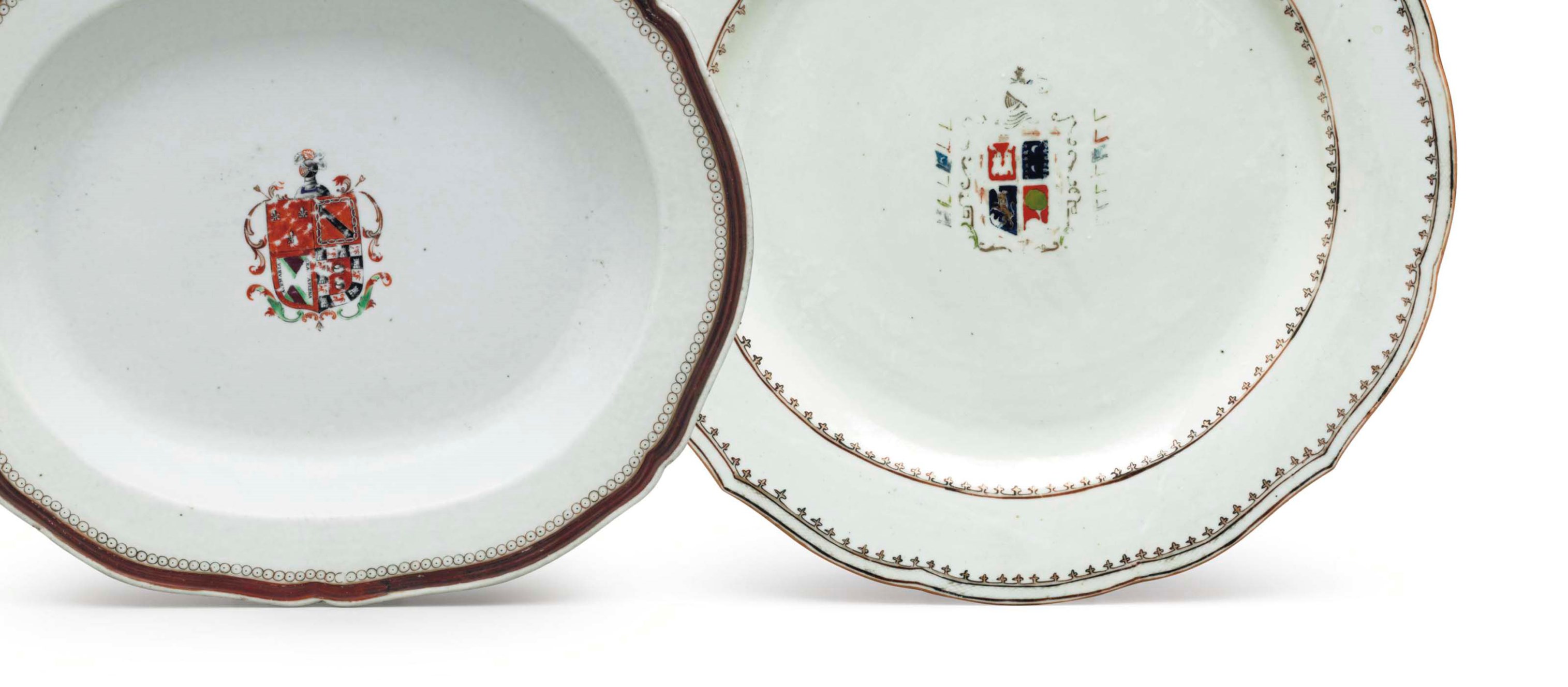 TWO LARGE SPANISH MARKET ARMORIAL DISHES, QIANLONG PERIOD | Christie's