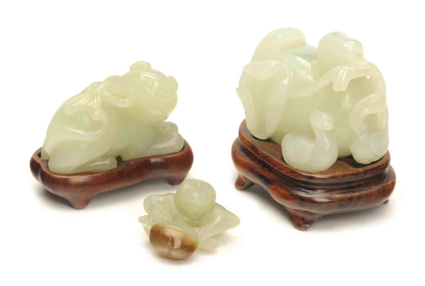 THREE CHINESE JADE CARVINGS OF ANIMALS, , 19TH CENTURY AND LATER ...