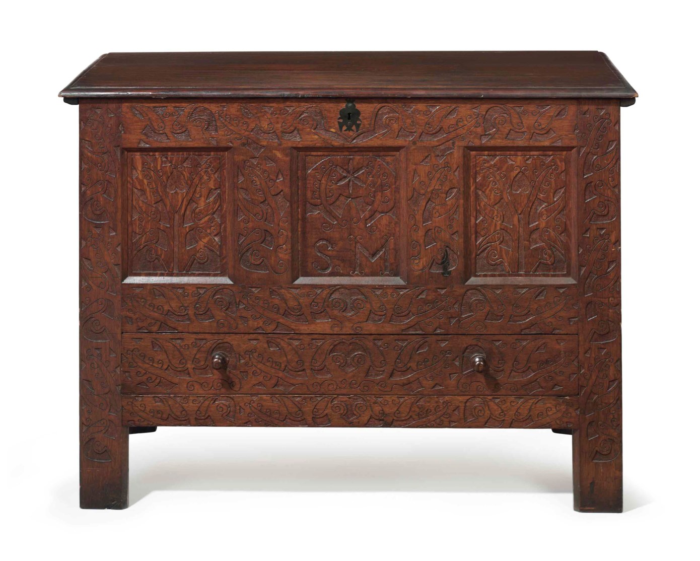 The Sarah Montague carved and joined oak hadley chest , HADLEY-HATFIELD ...