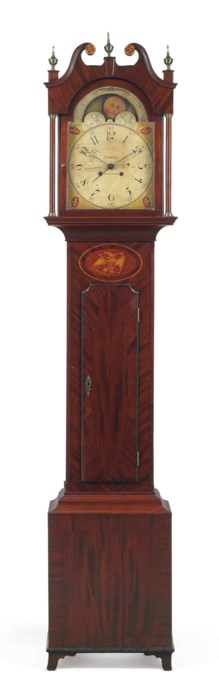 A FEDERAL EAGLE INLAID MAHOGANY TALL-CASE CLOCK , DIAL SIGNED BY JACOB EBY (1776-1828), THE CASE ...