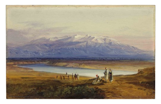 Edward Lear (Holloway 1812-1888 San Remo) , View of Mount Olympus ...