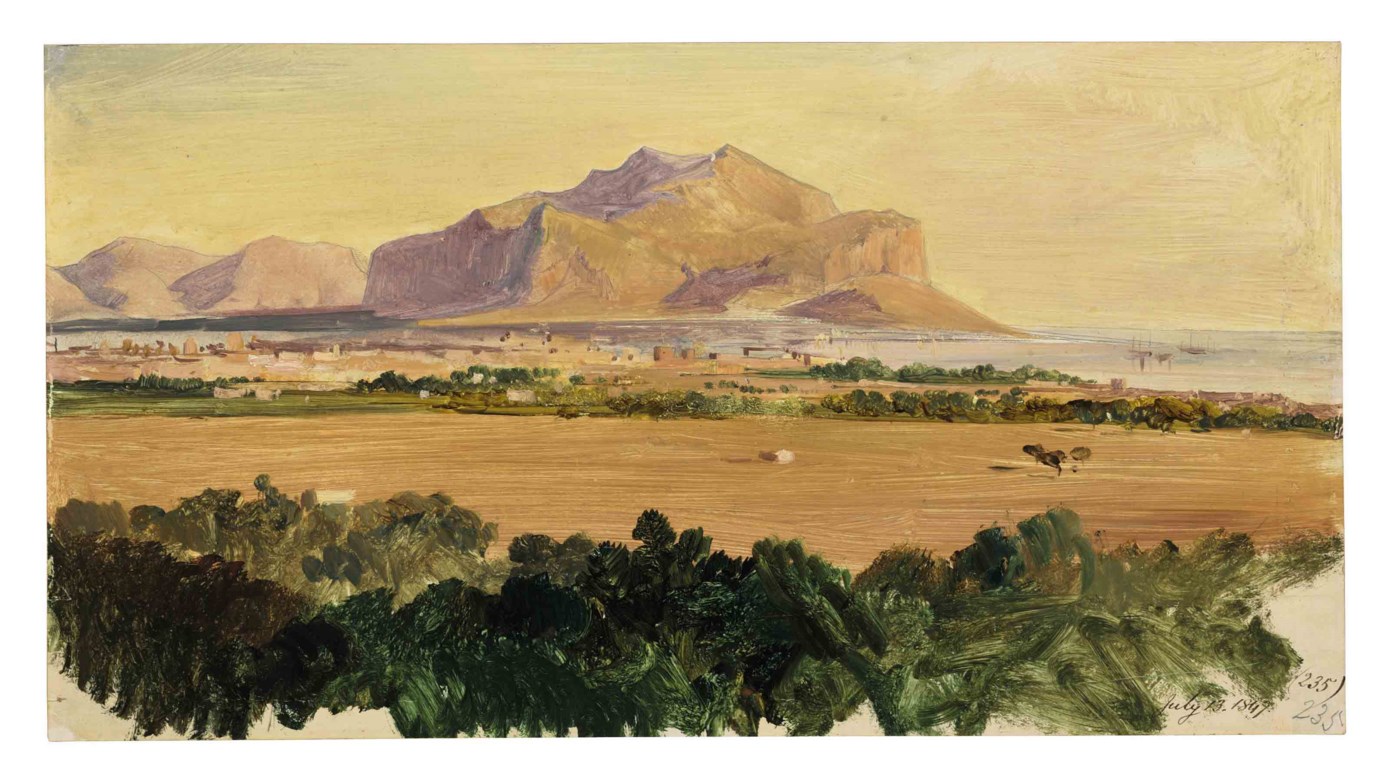 Edward Lear (Holloway 1812-1888 San Remo) , View of Monte Pellegrino ...