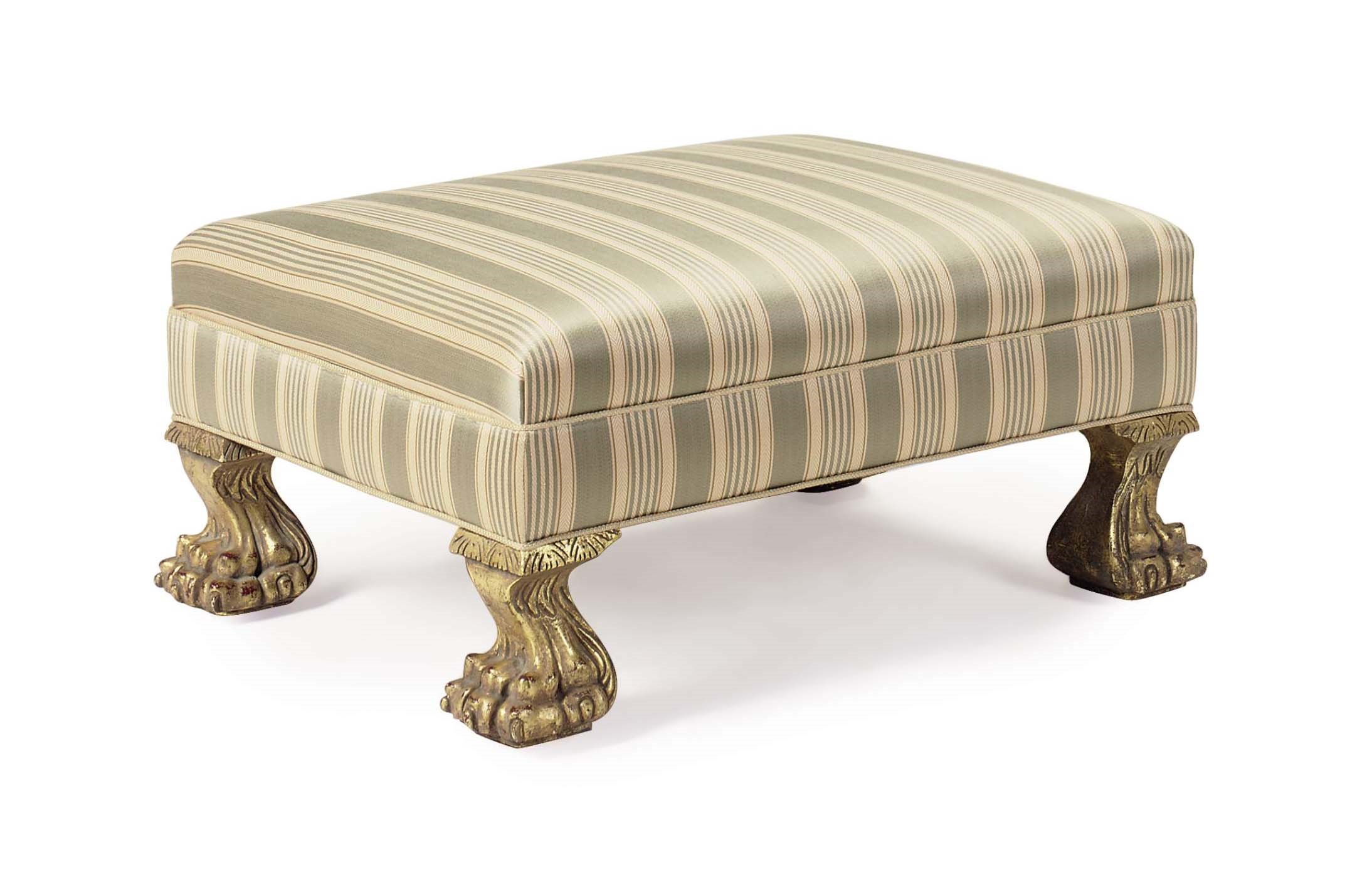A GILTWOOD AND STRIPED SILK-COVERED OTTOMAN, , LATE 20TH CENTURY ...