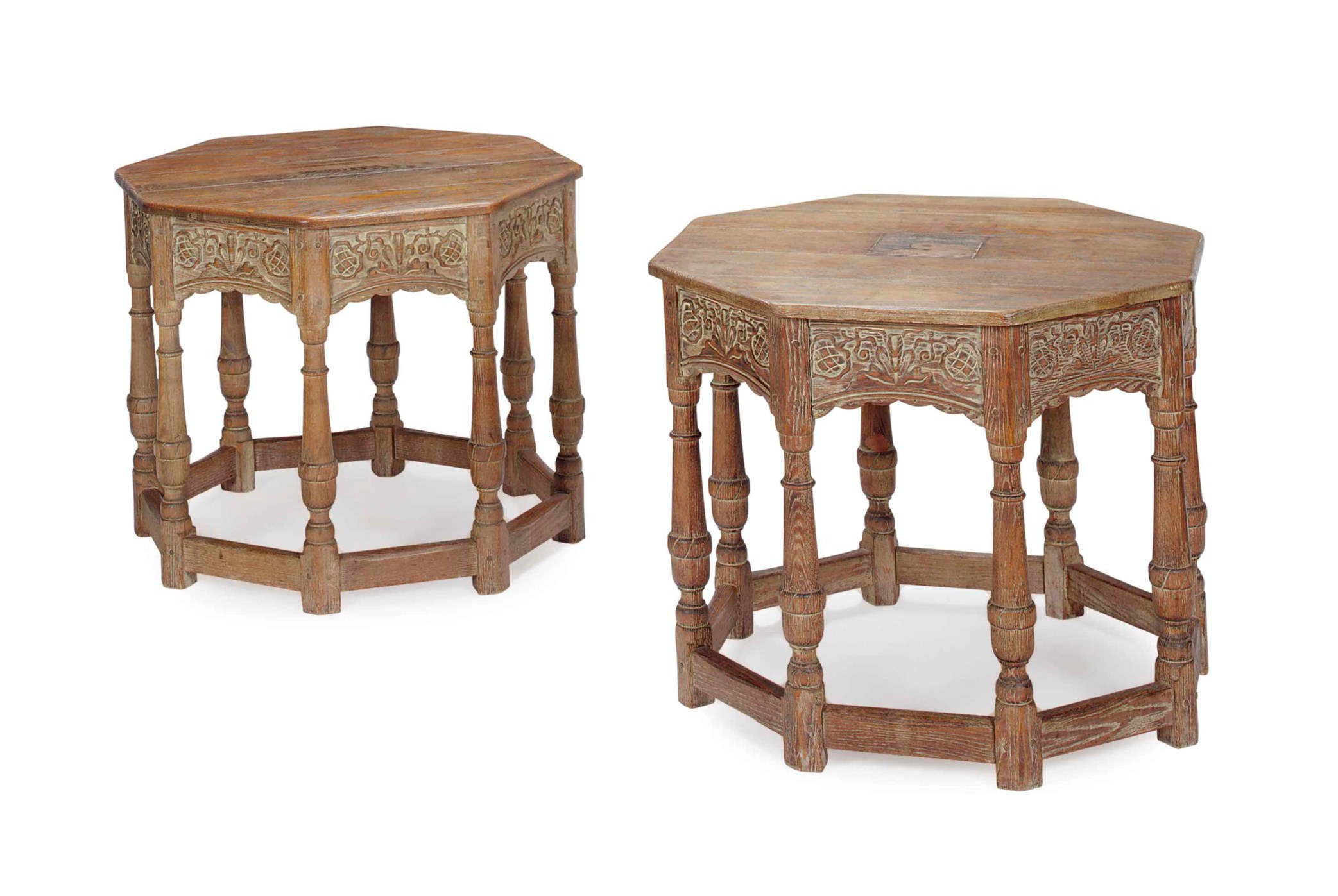 A PAIR OF AMERICAN OAK OCTAGONAL SIDE TABLES,