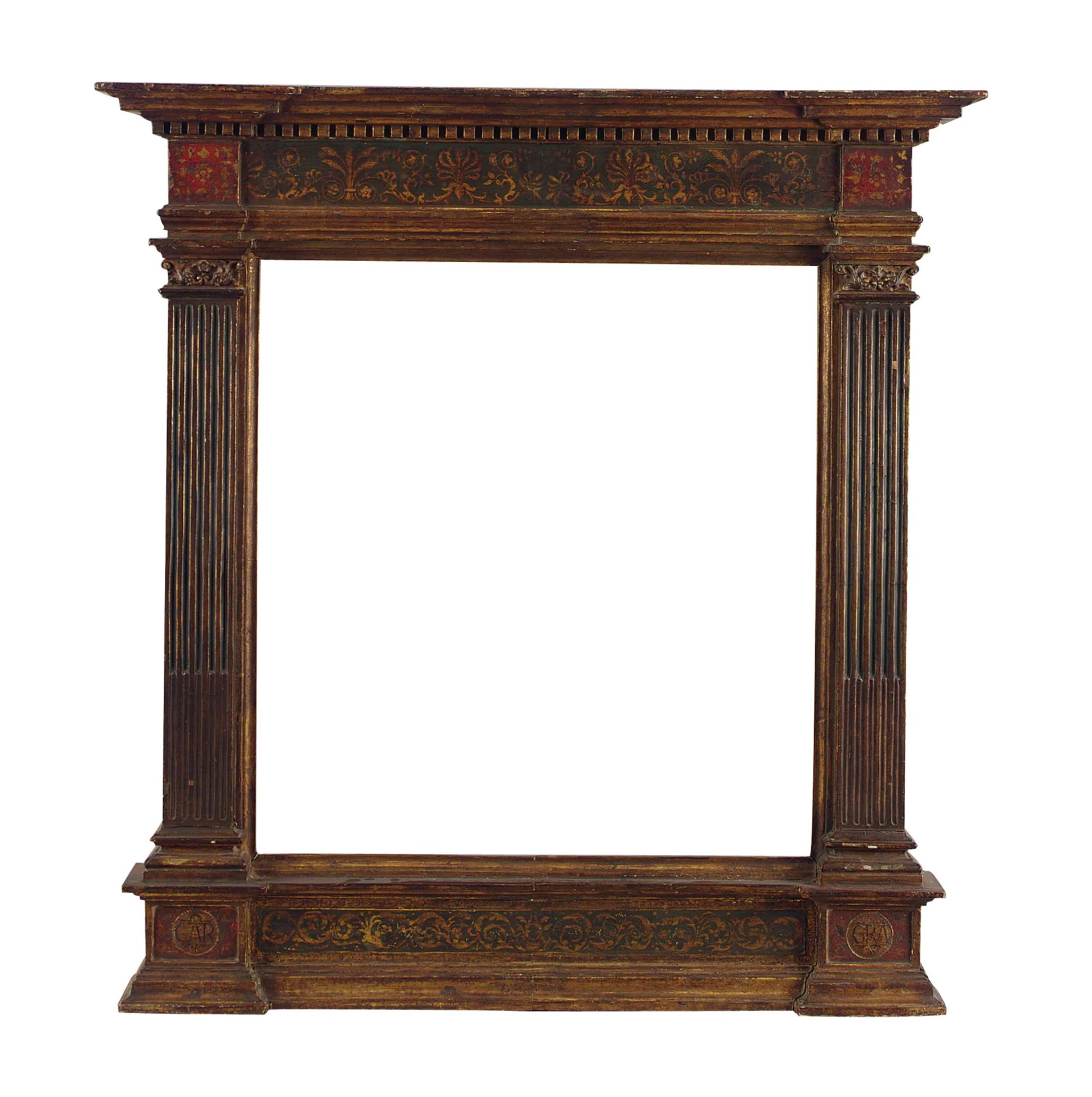 AN ITALIAN POLYCHROME-PAINTED AND GILTWOOD TABERNACLE FRAME, , EARLY ...