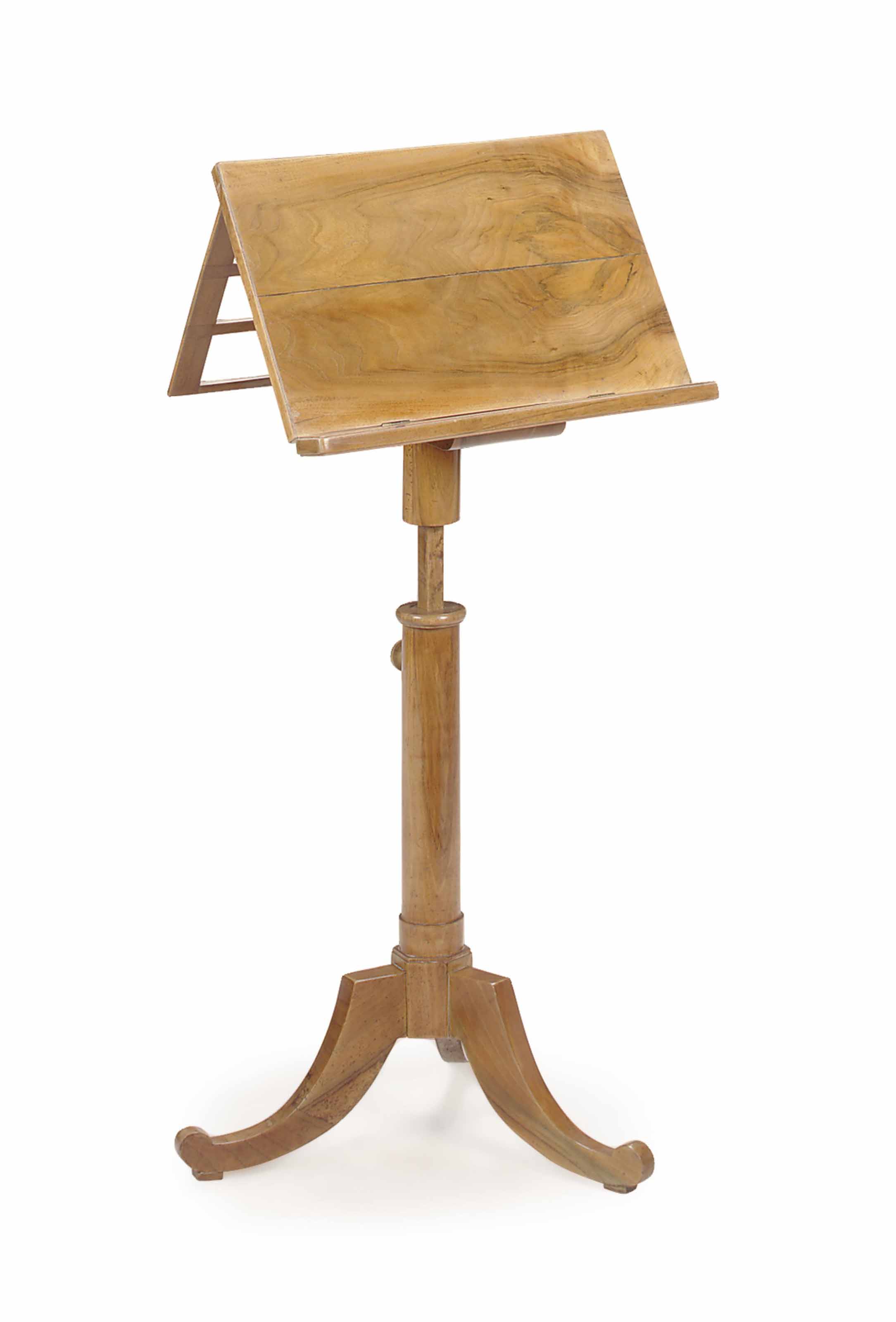 A BIEDERMEIER WALNUT ARTICULATED MUSIC STAND,