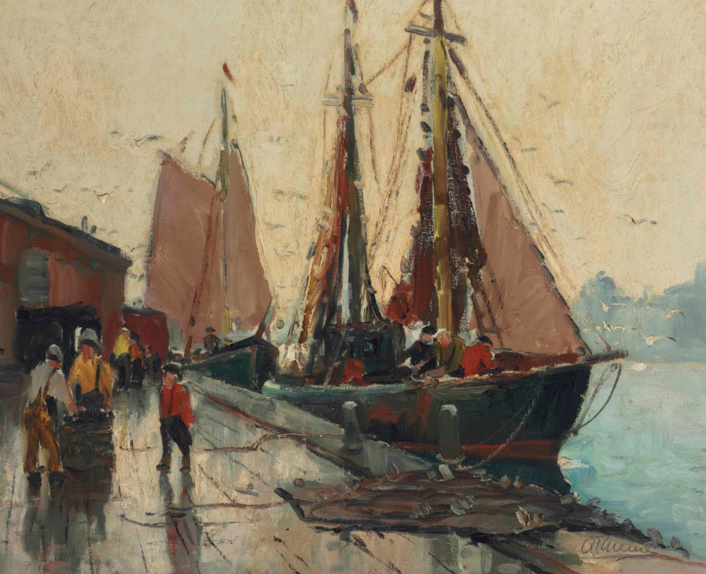 Anthony Thieme (1888-1954) , Rockport Dock Scene | Christie's