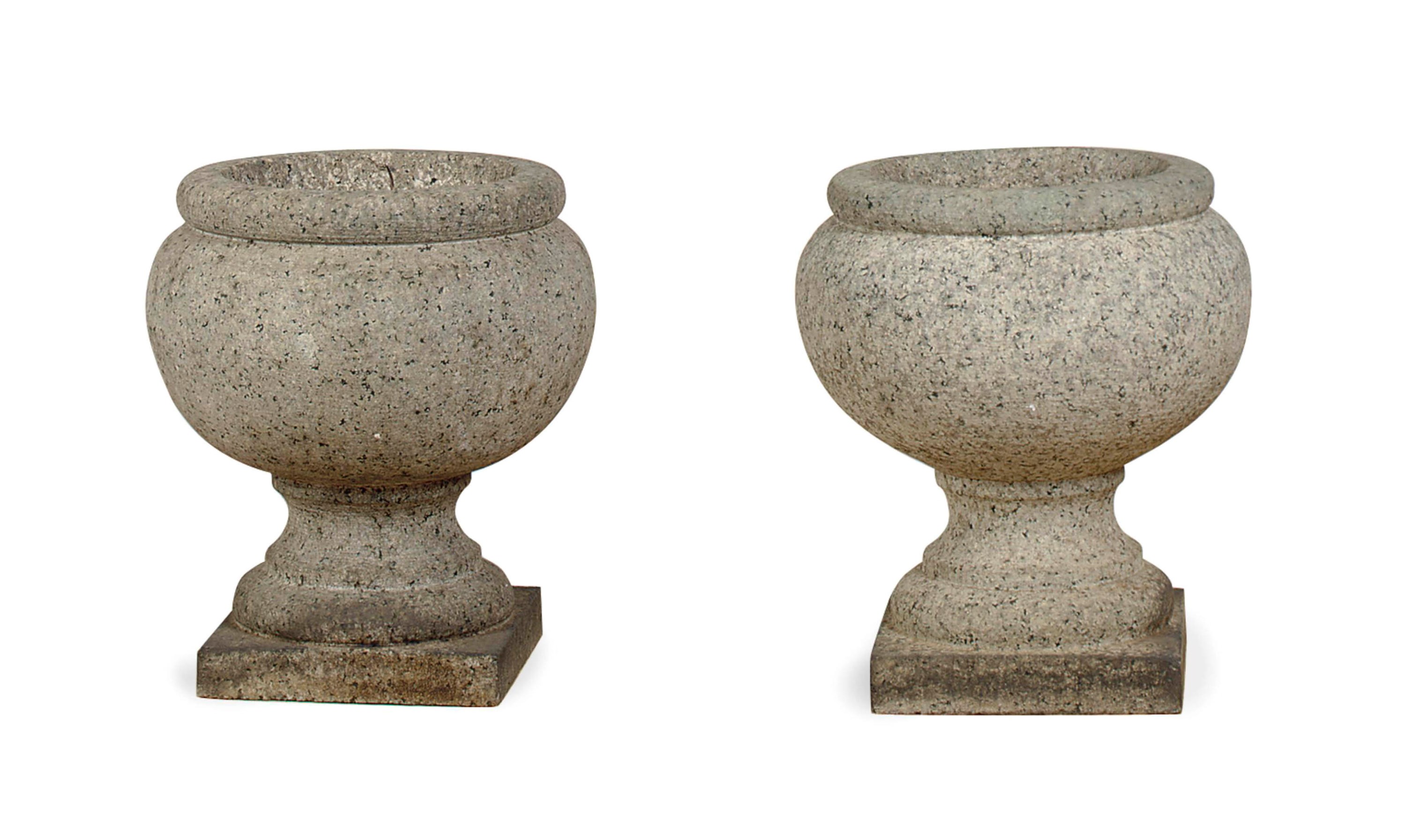 A PAIR OF GRANITE GARDEN URNS, , 20TH CENTURY | Christie's