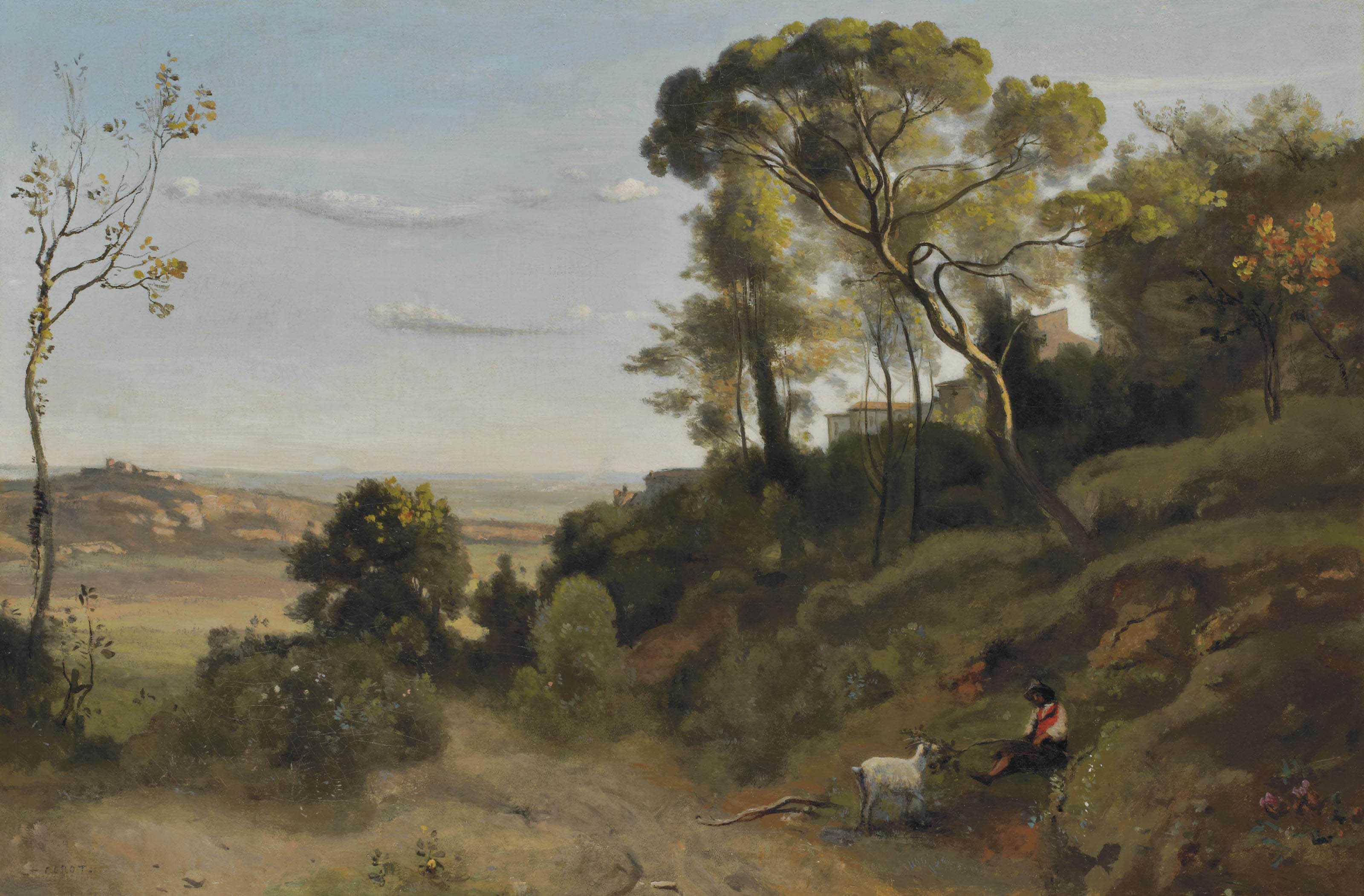 Jean-Baptiste-Camille Corot (French, 1796-1875) , Campagne de Naples ...