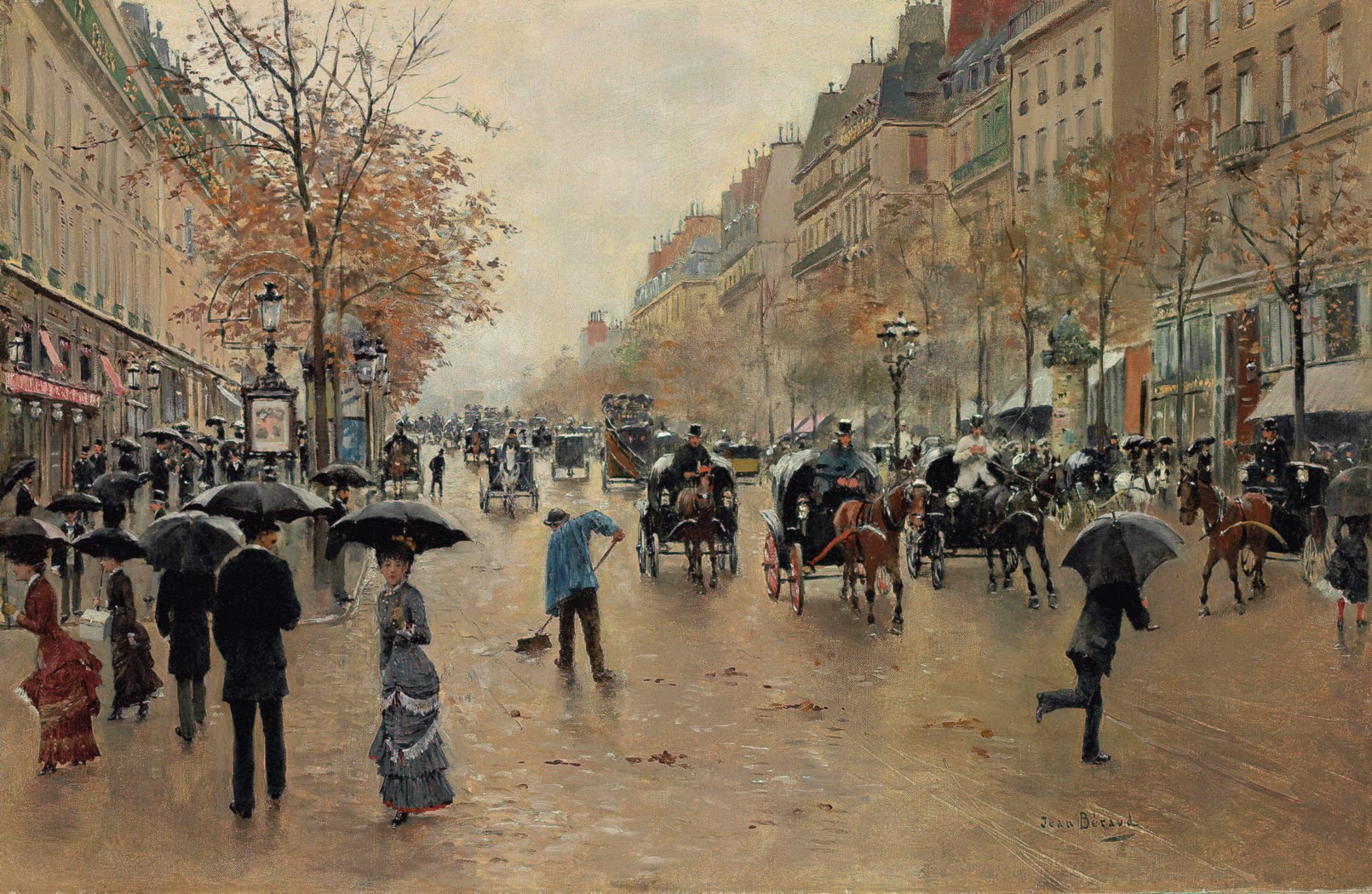 Jean Béraud (French, 1849-1936) , Boulevard Poissonnière en automne ...