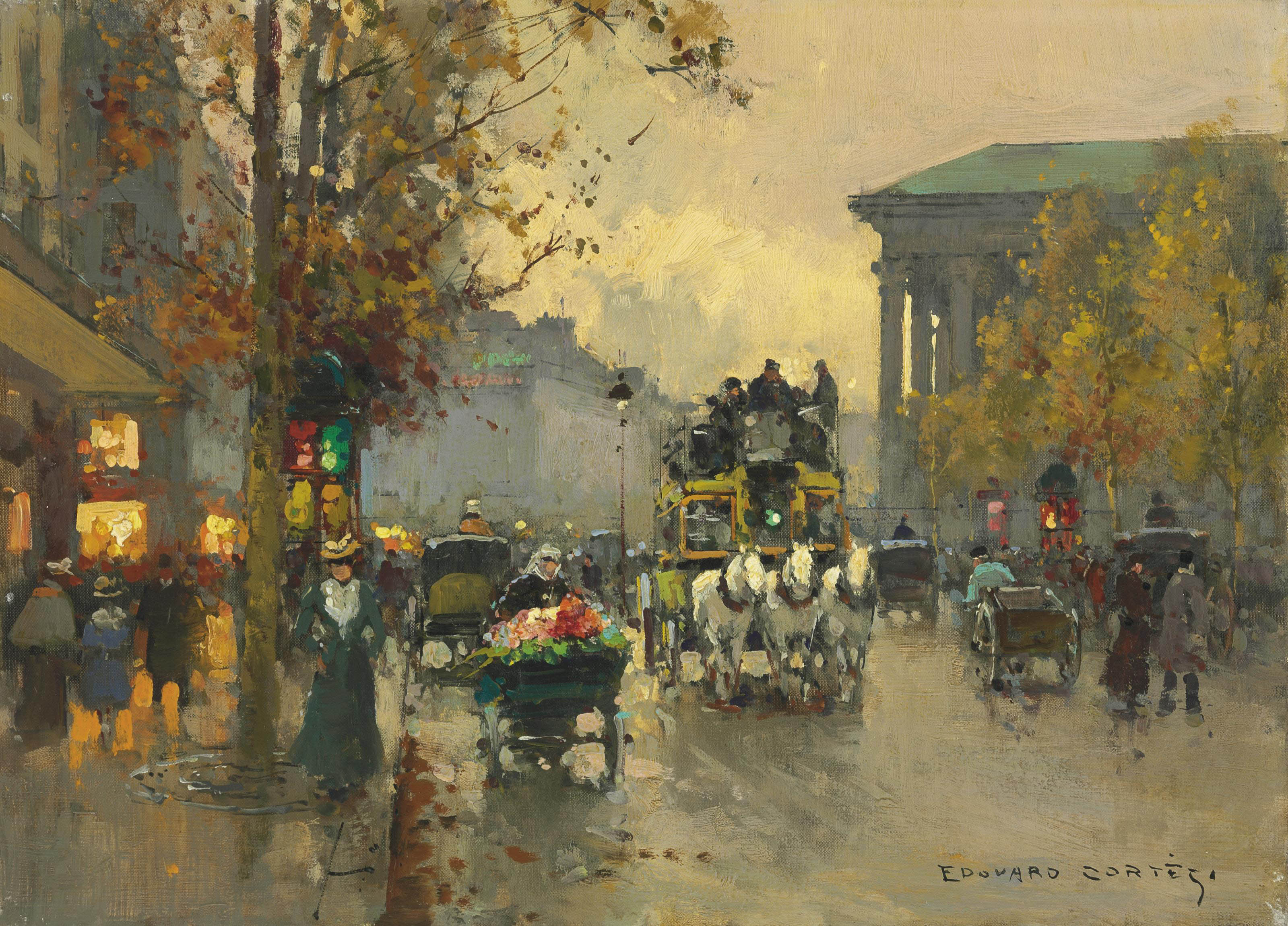 Edouard-Léon Cortès (French, 1882-1969) , Boulevard de la Madeleine ...