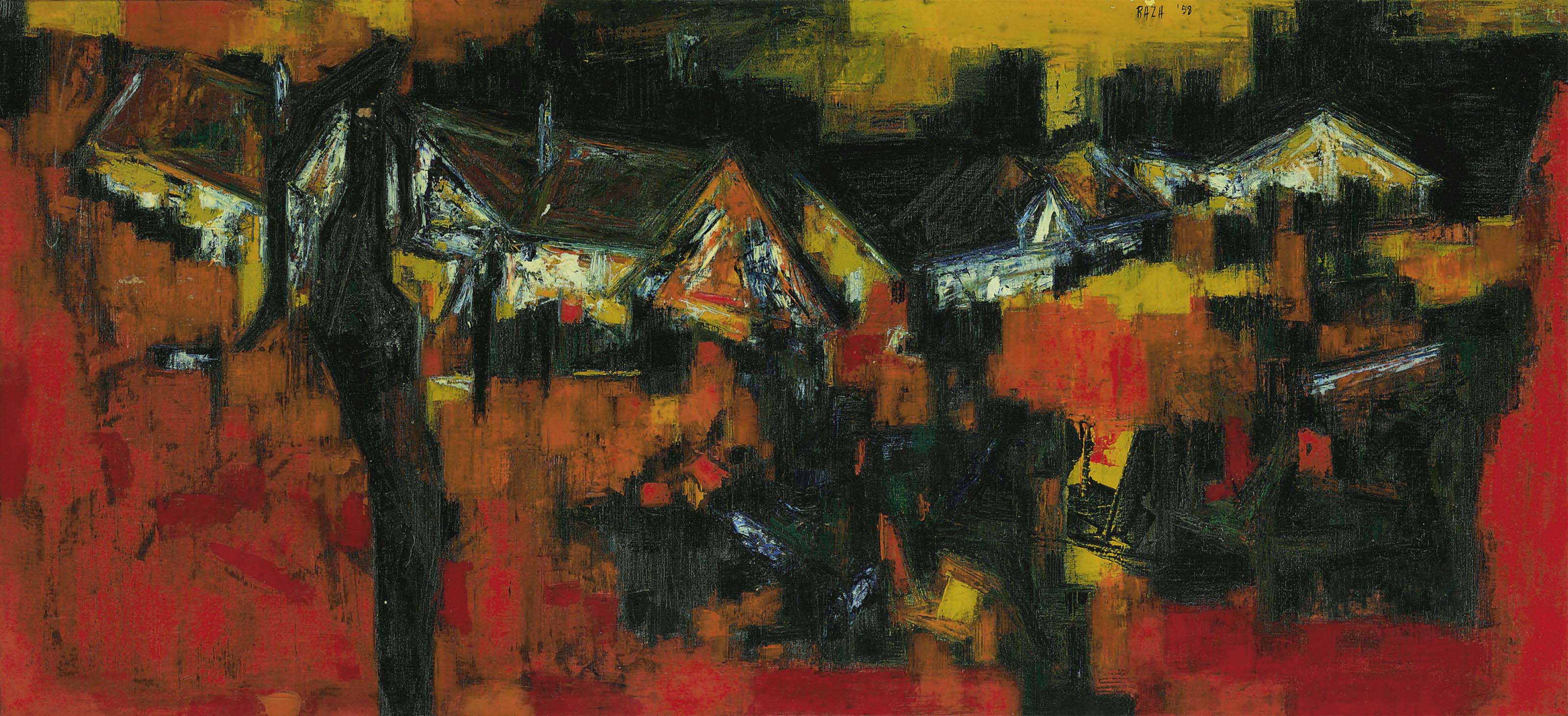 SYED HAIDER RAZA (B. 1922) , Untitled (Village) | Christie's