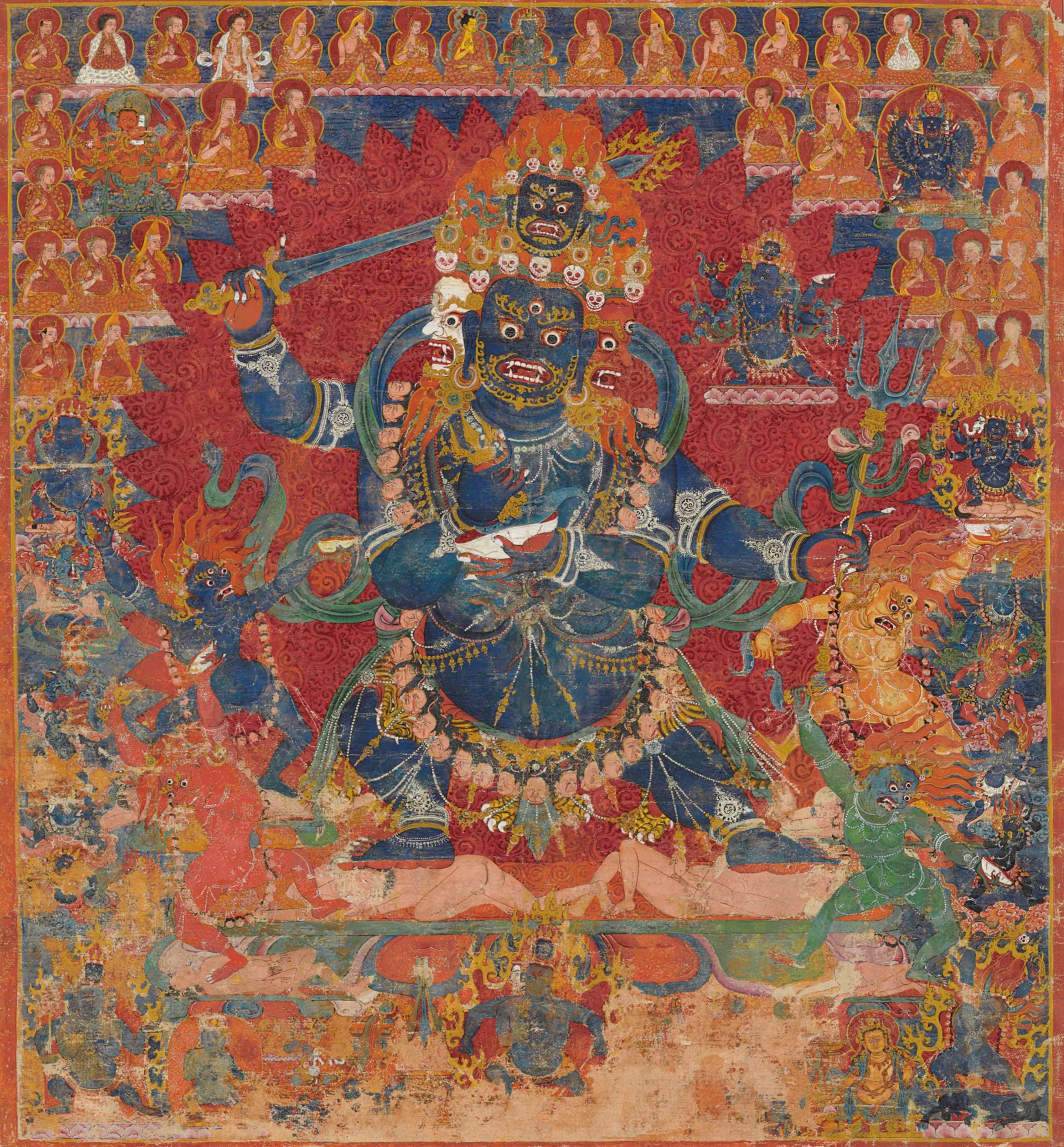 A thangka of Chaturmukha Mahakala , TIBET, 15TH CENTURY | Christie's
