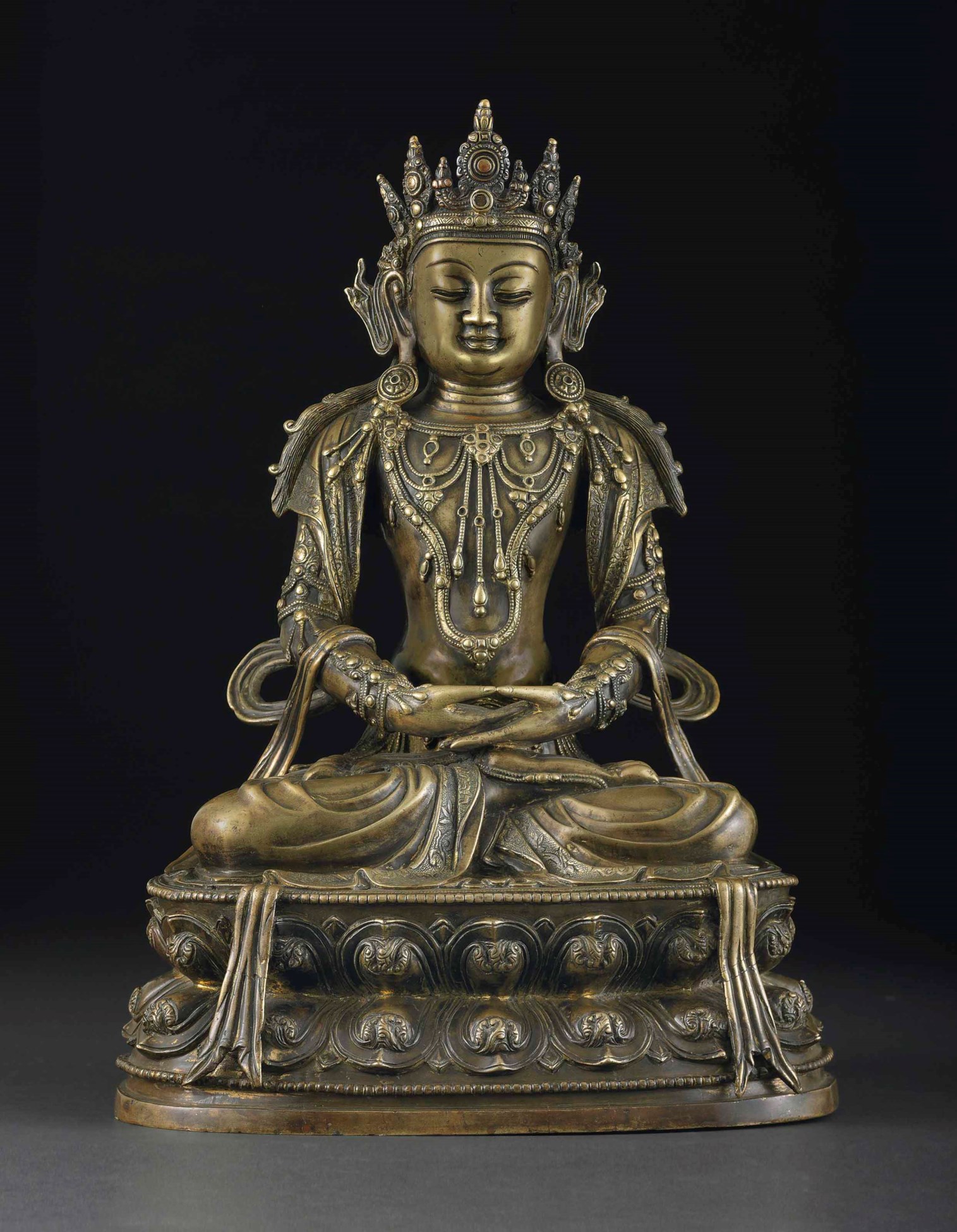 A bronze figure of Amitayus , TIBETO-CHINESE, 15TH CENTURY | Christie's