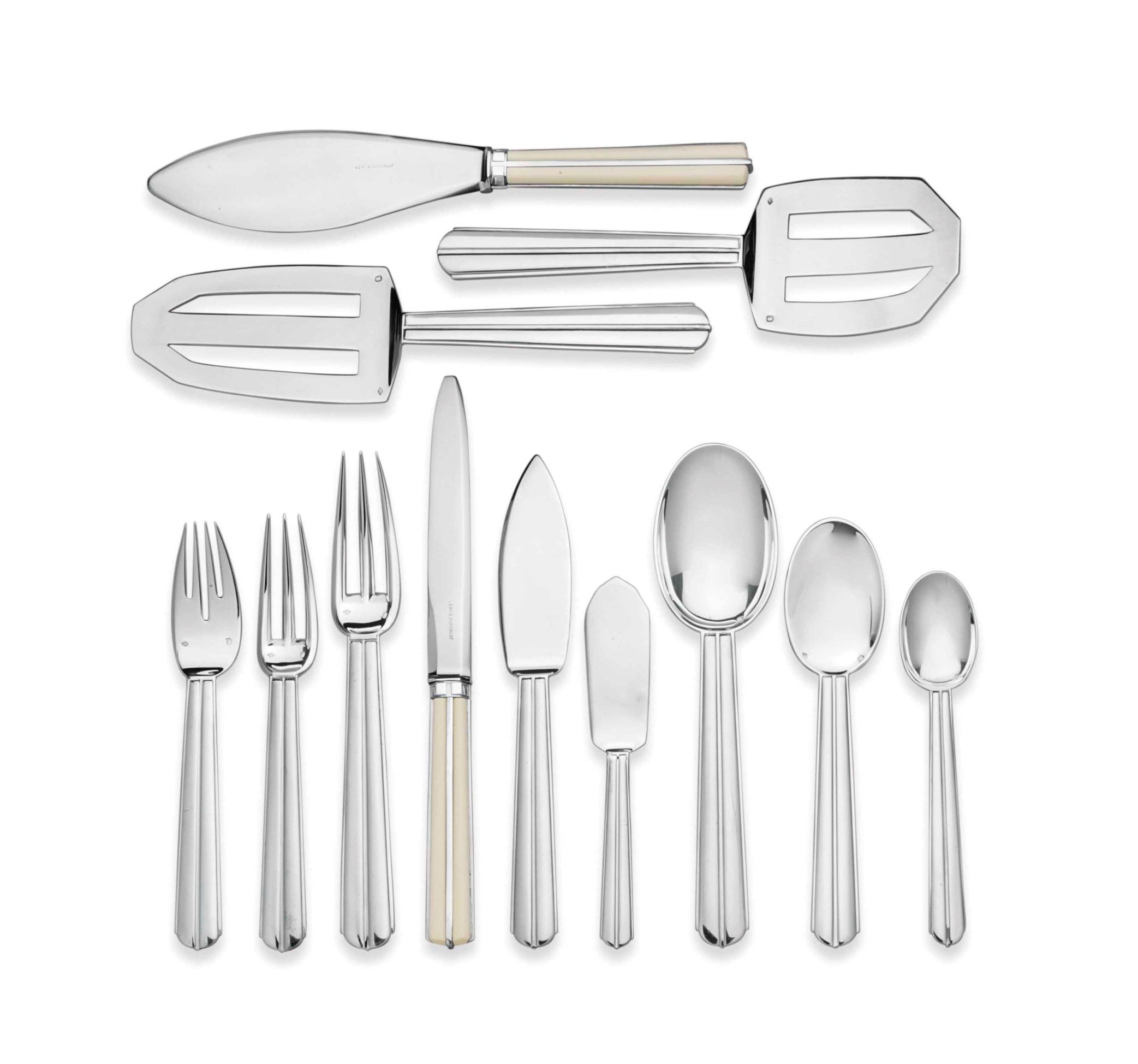 A FRENCH ART DECO SILVER TABLE SERVICE, DESIGNED BY JEAN E. PUIFORCAT ...