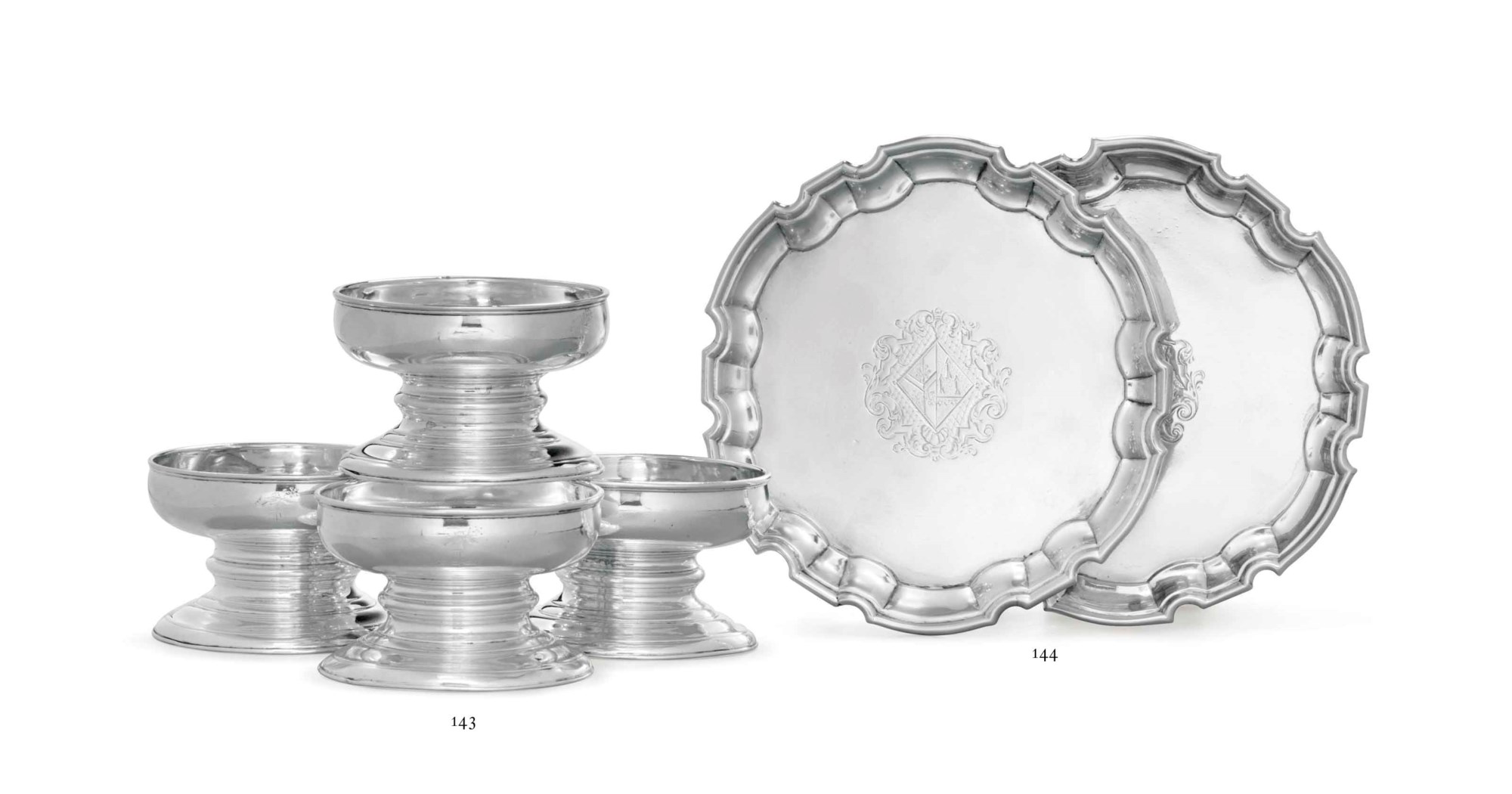 A PAIR OF GEORGE II SILVER WAITERS , MARK OF JOHN TUITE, LONDON, 1729 ...