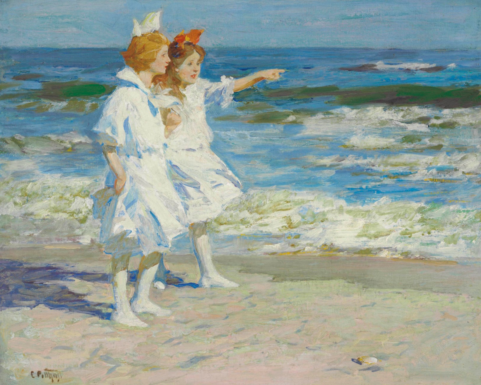 Edward Henry Potthast (1857-1927) , Girls on the Beach | Christie's