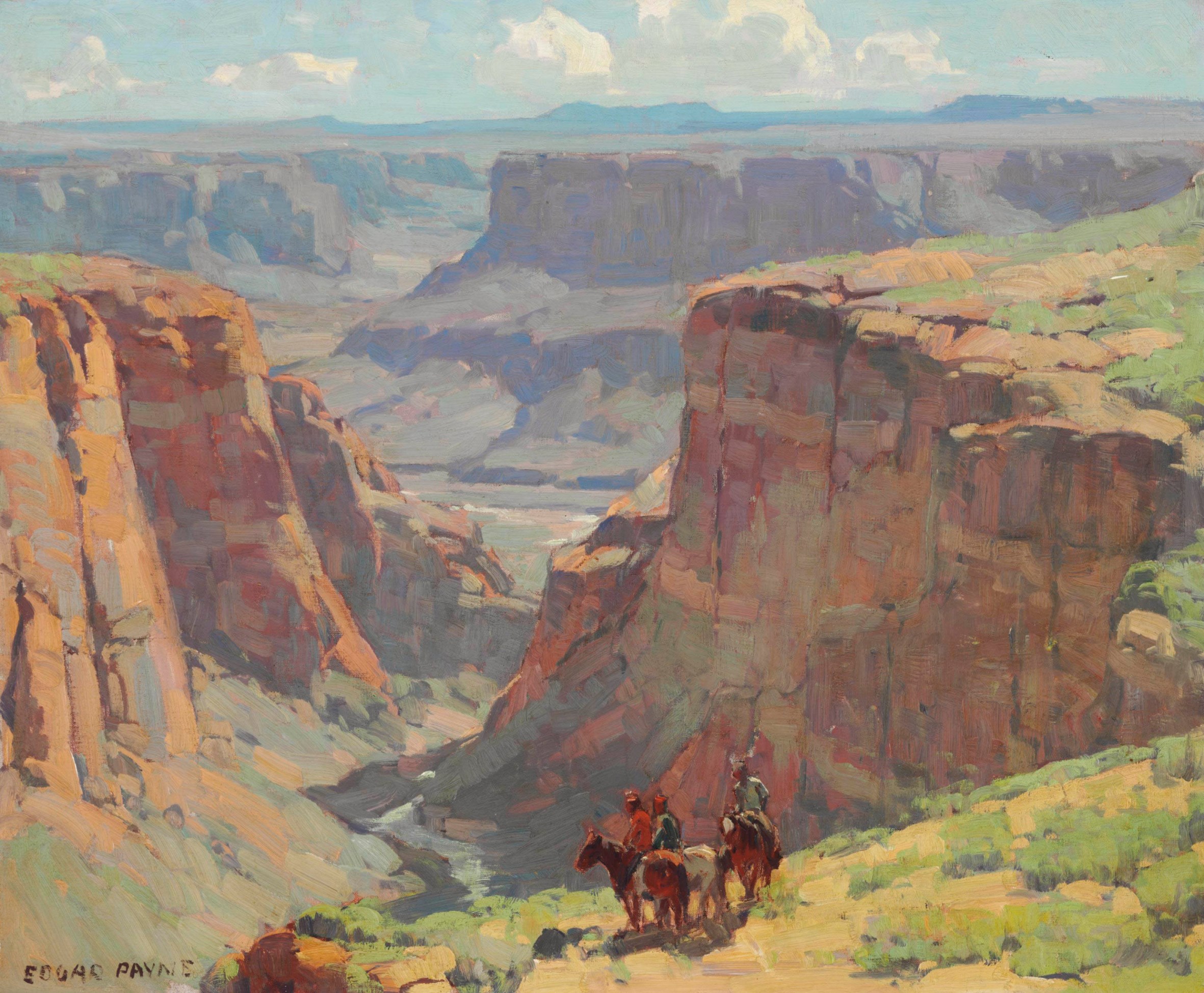 Edgar Alwin Payne (1883-1947) , Riders Overlooking Canyon | Christie's